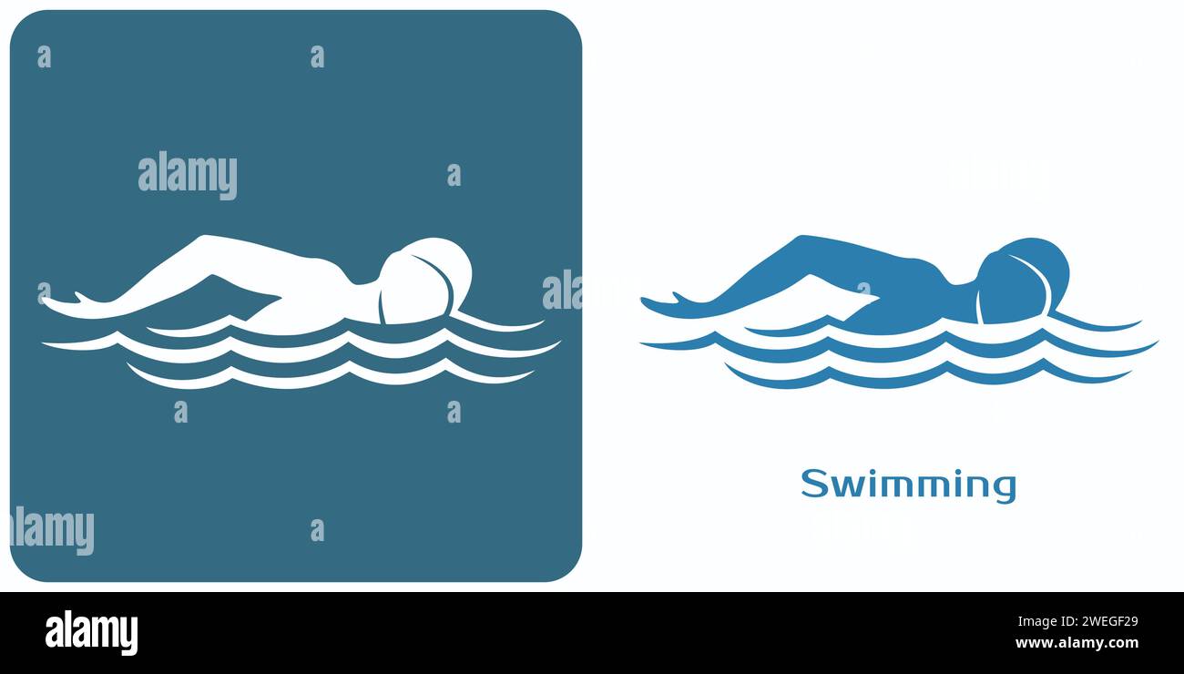 Swimming emblem. Icons of the swimmer athlete Stock Vector Image & Art ...