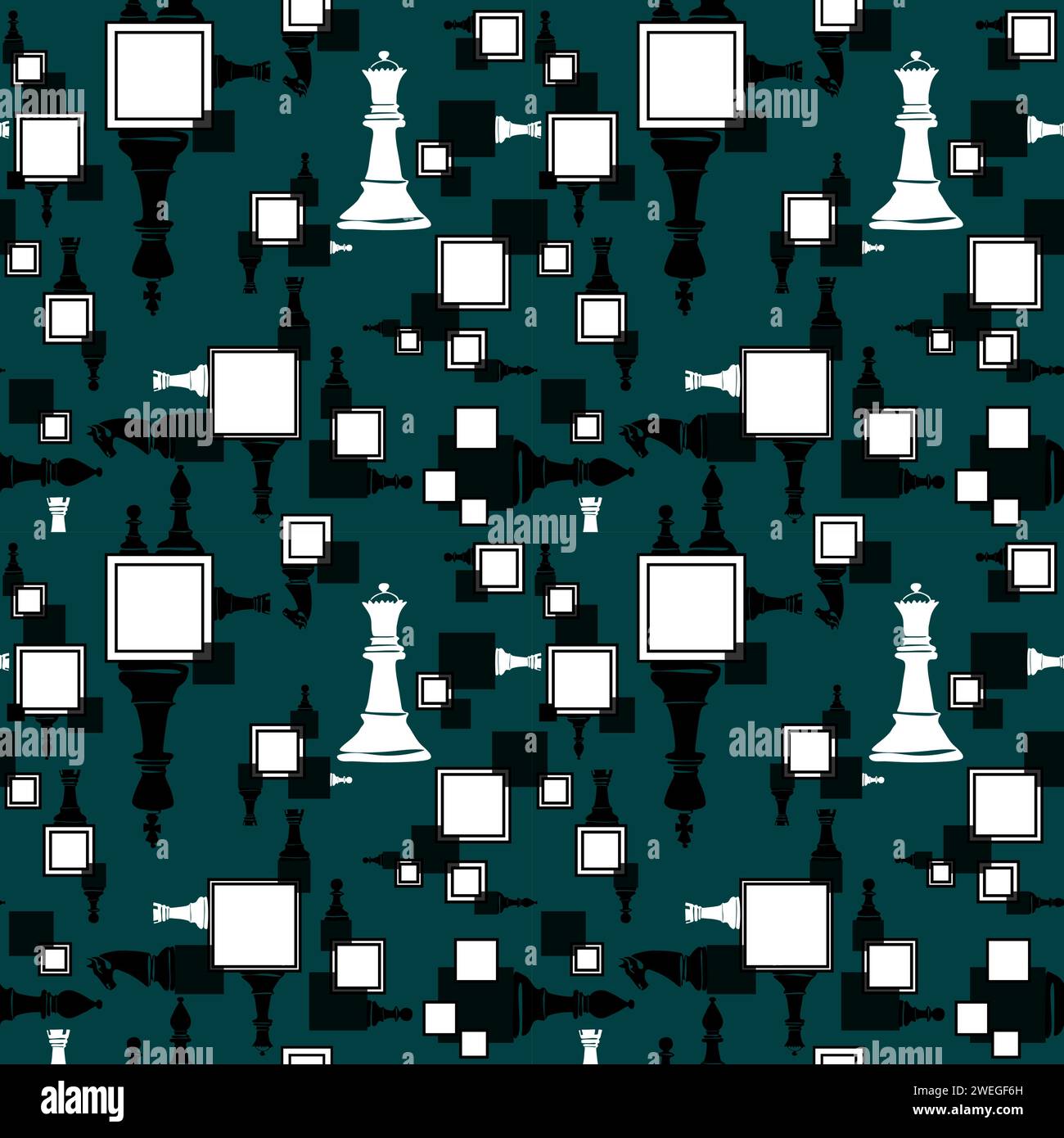 Seamless doodle pattern with chess pieces and stars. Vector ...