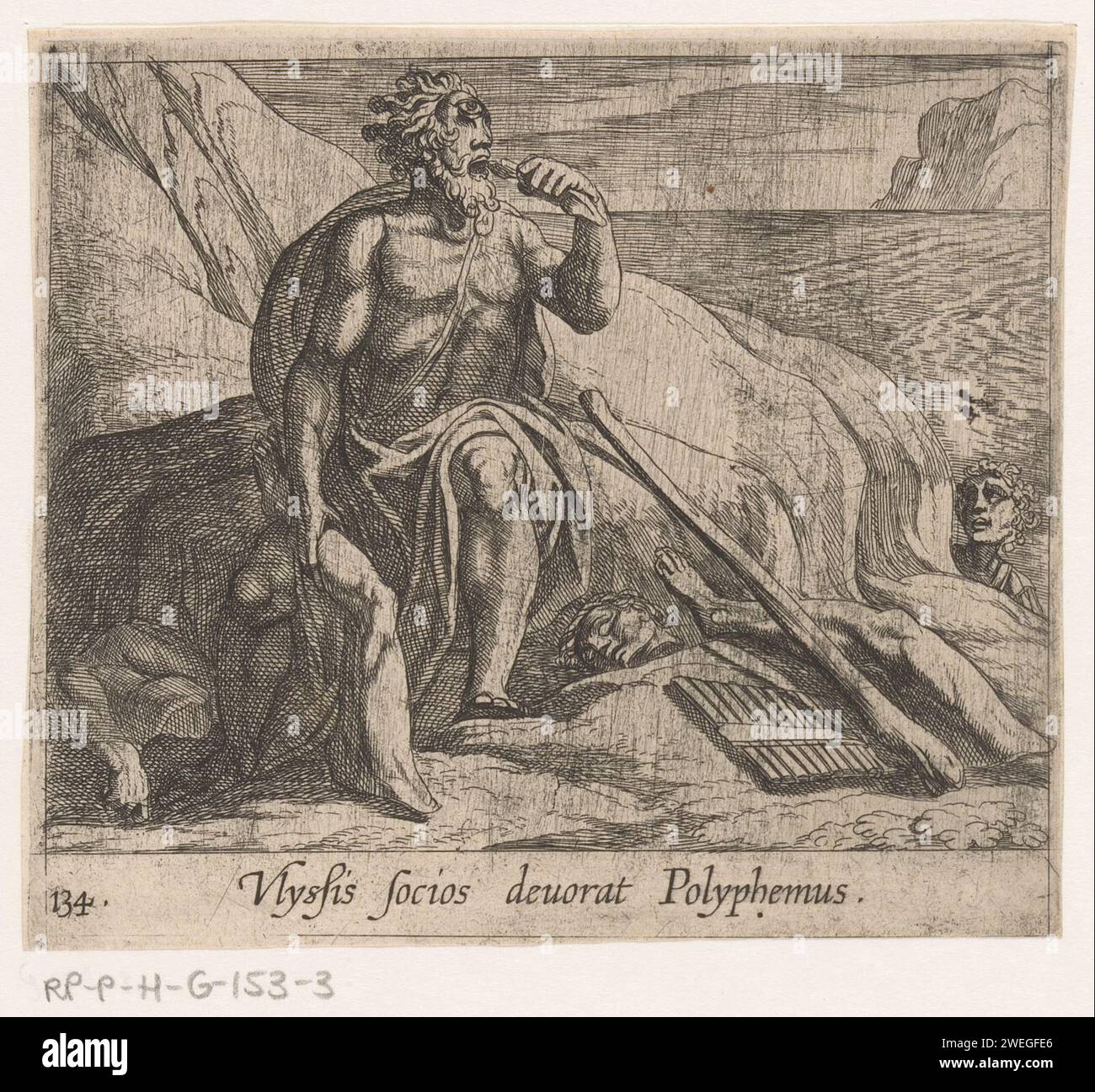 Polyphemus eats the men from Odysseus while Achaemides watches, Antonio ...