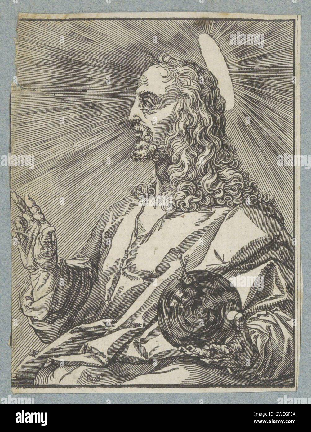Christus Als Salvator Mundi, 1629 print Christ in half, seen on the ...