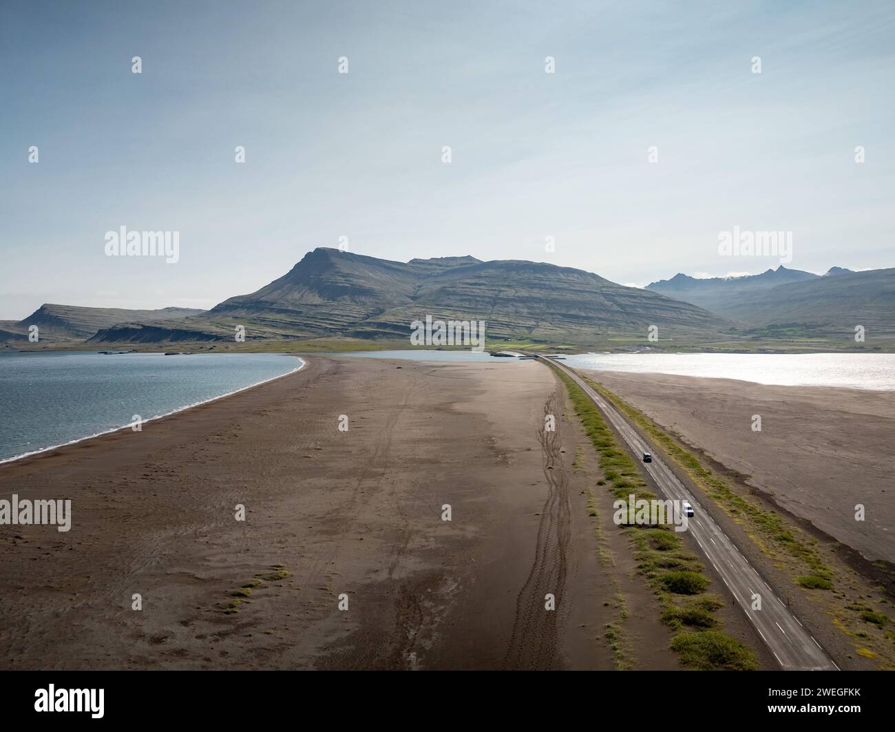 Stunning panoramic view of incredible Icelandic fjord, with mountains ...