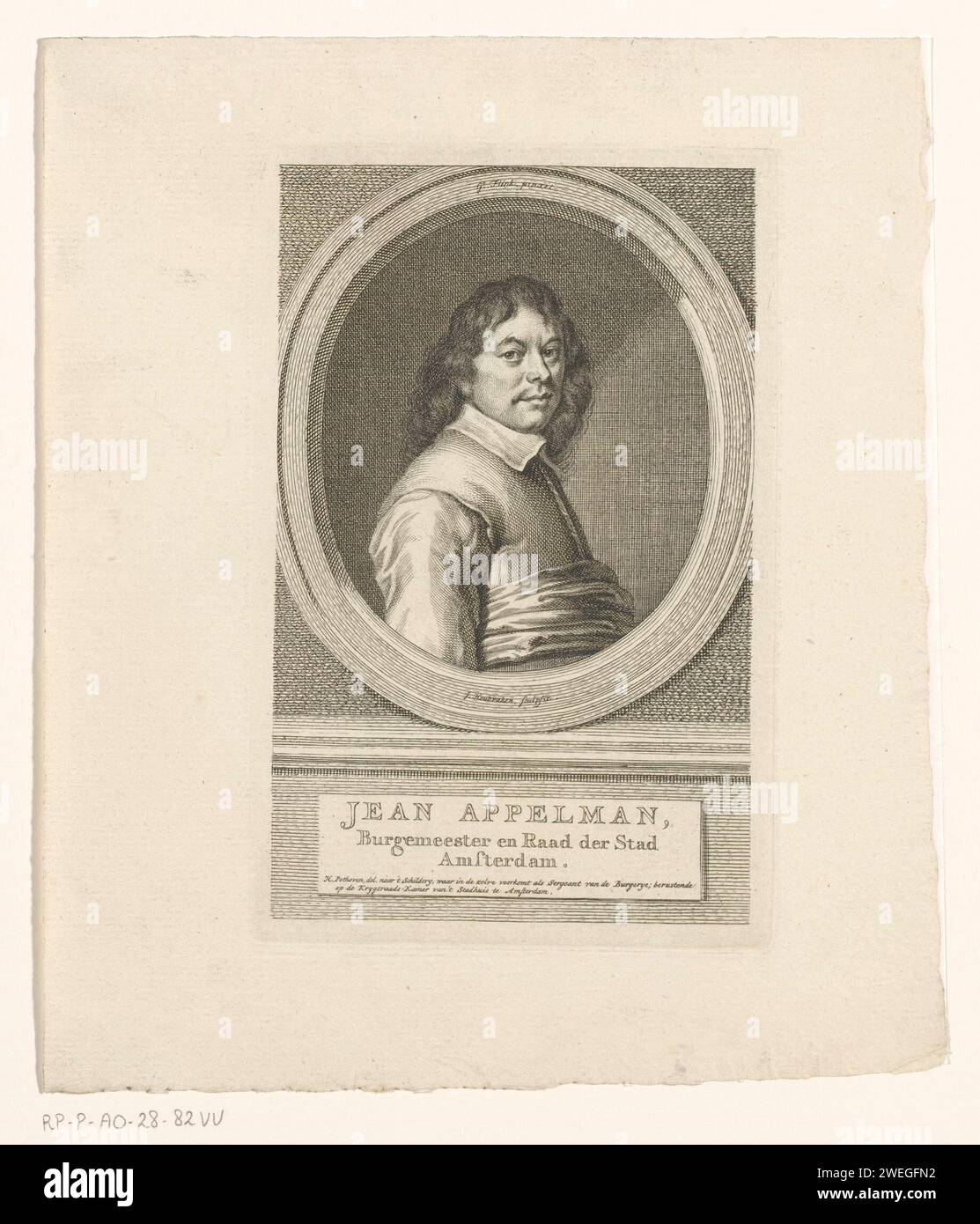 Portrait of Jean Appelman, Jacob Houbraken, After Govert Flinck, after ...