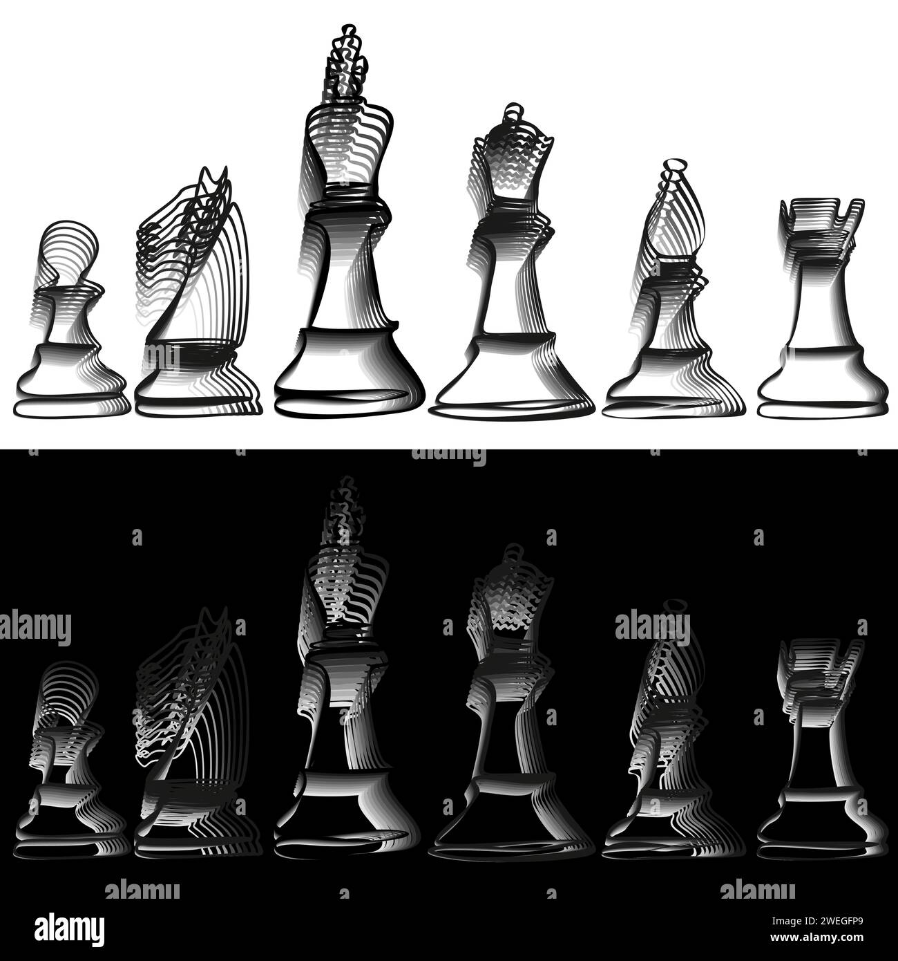 Chess piece icons. Black silhouettes isolated on white background ...