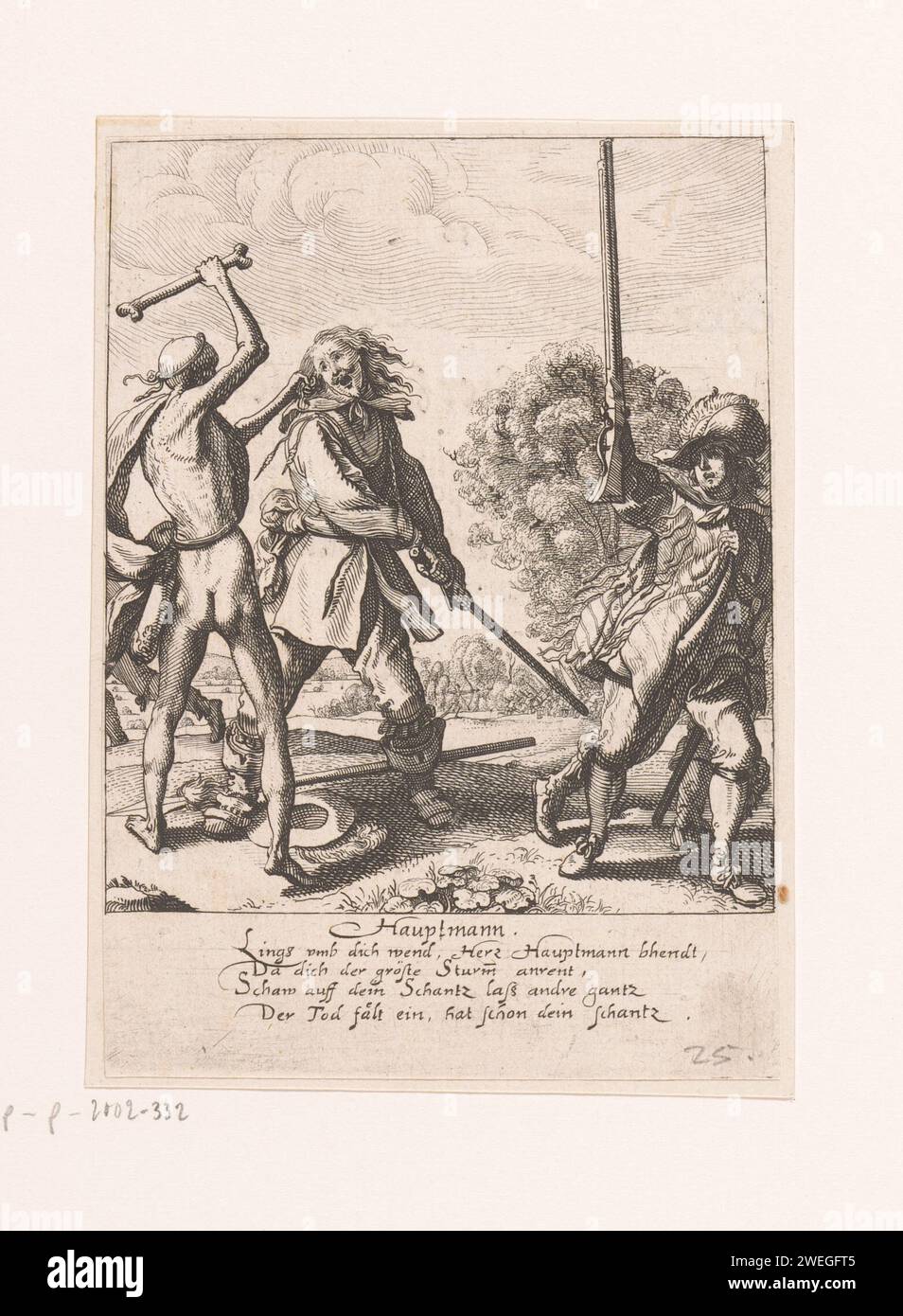 Chief and Death, Rudolph Meyer, 1650 print A chief pulls his sword ...