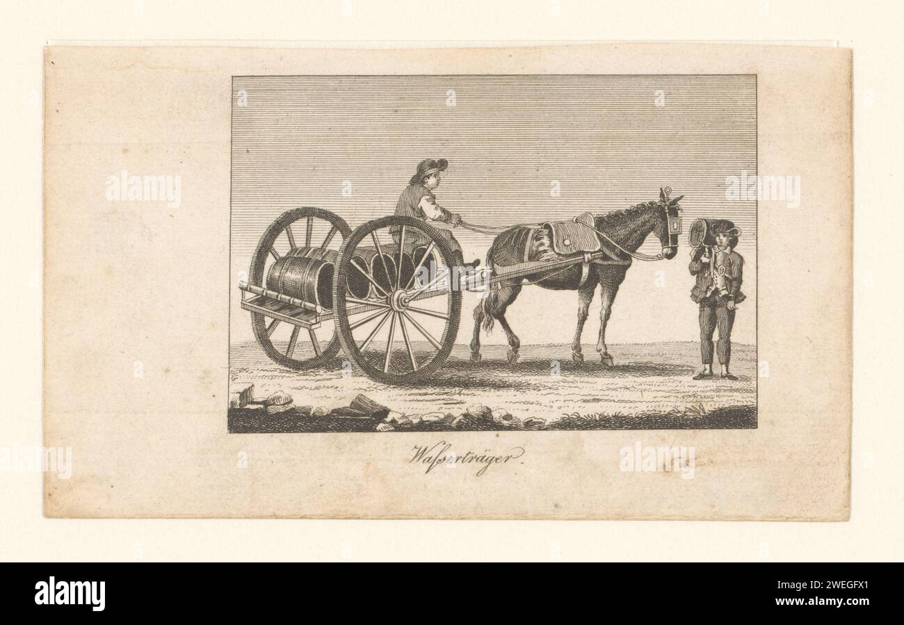 Water carrier on horse and carriage, Anonymous, 1700 - 1799 print paper ...