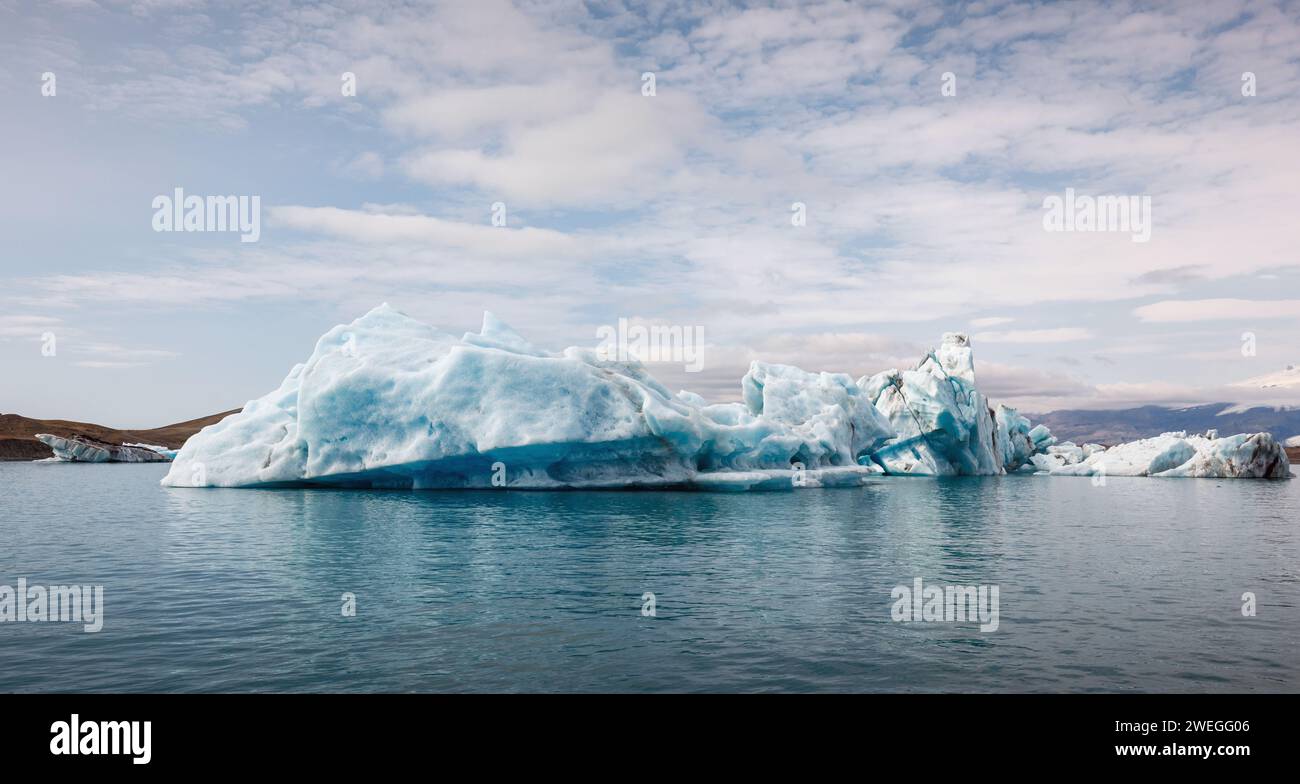 Icelandic glacial scenery, magnificent ice form, iceberg floating in ...