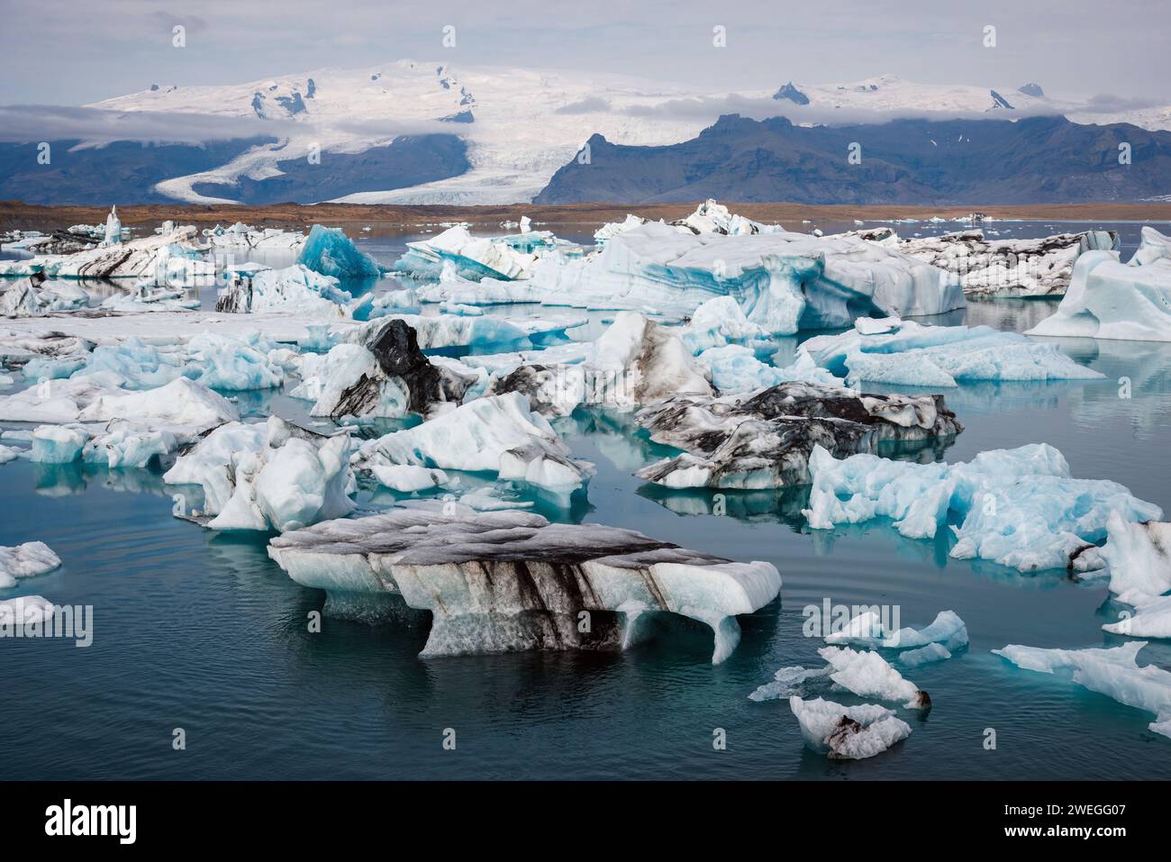 Icelandic glacial scenery, magnificent ice form, iceberg floating in ...