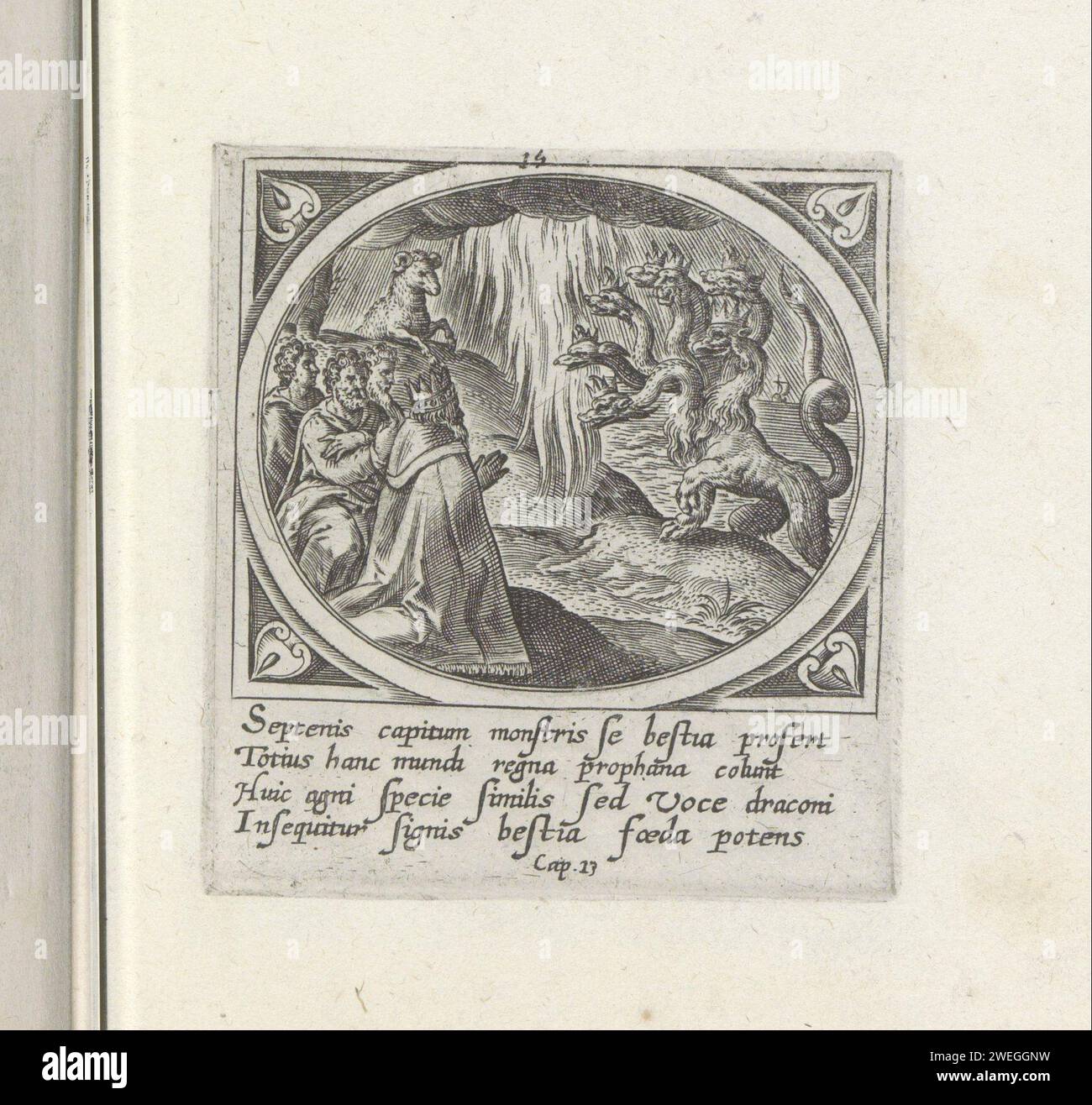 Worship of the seven -member beast, 1585 print From the sea comes the ...