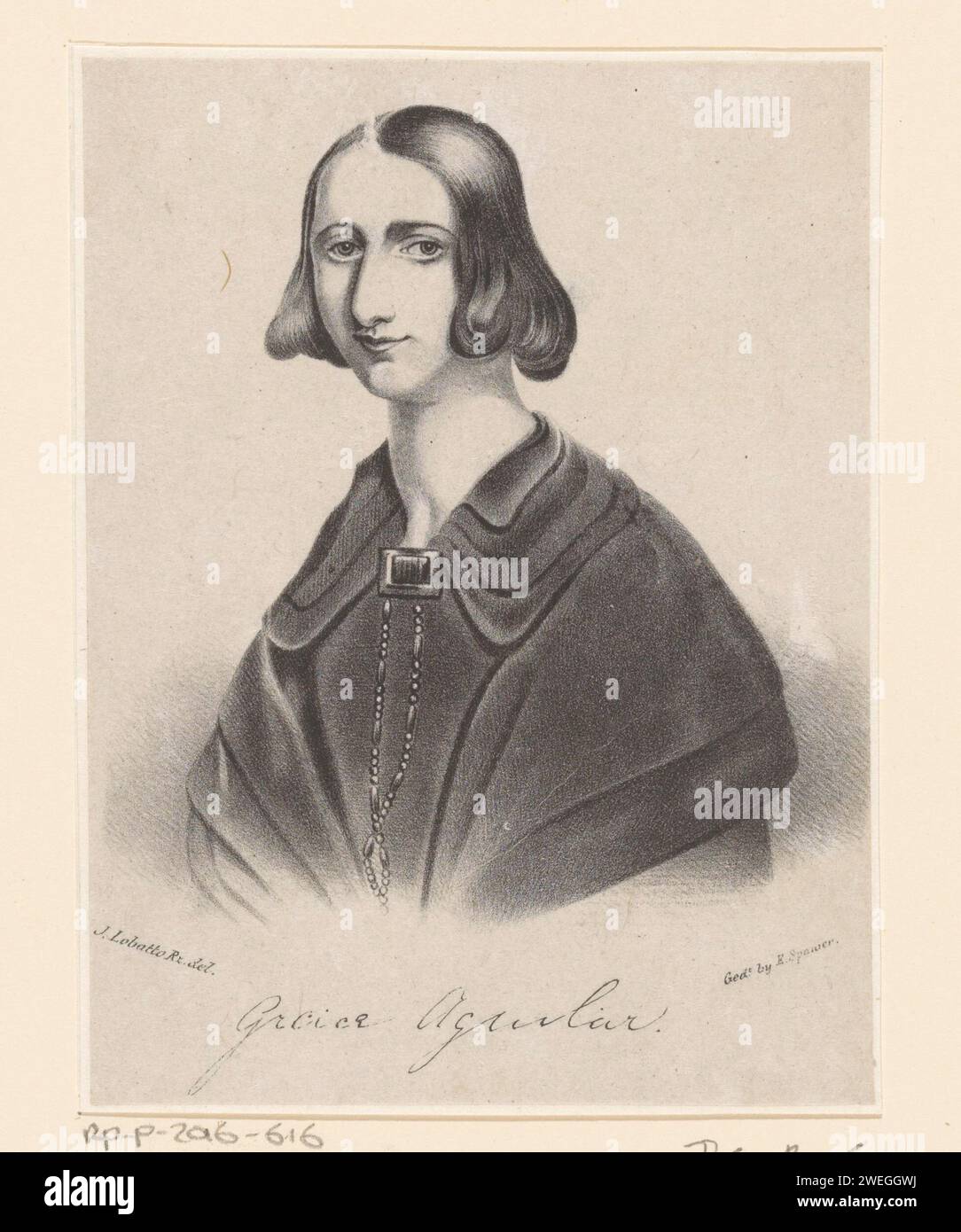Portret Van Grace Aguilar, Isaac Lobatto Rz, 1831 - print Portrait of ...