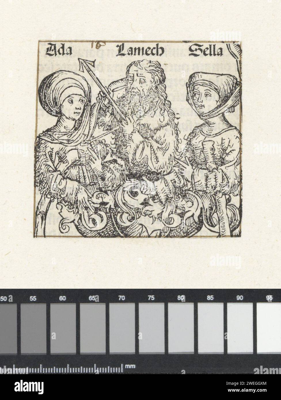 Lamech with his two women, Michel Wolgemut (workshop of), 1493 print A ...