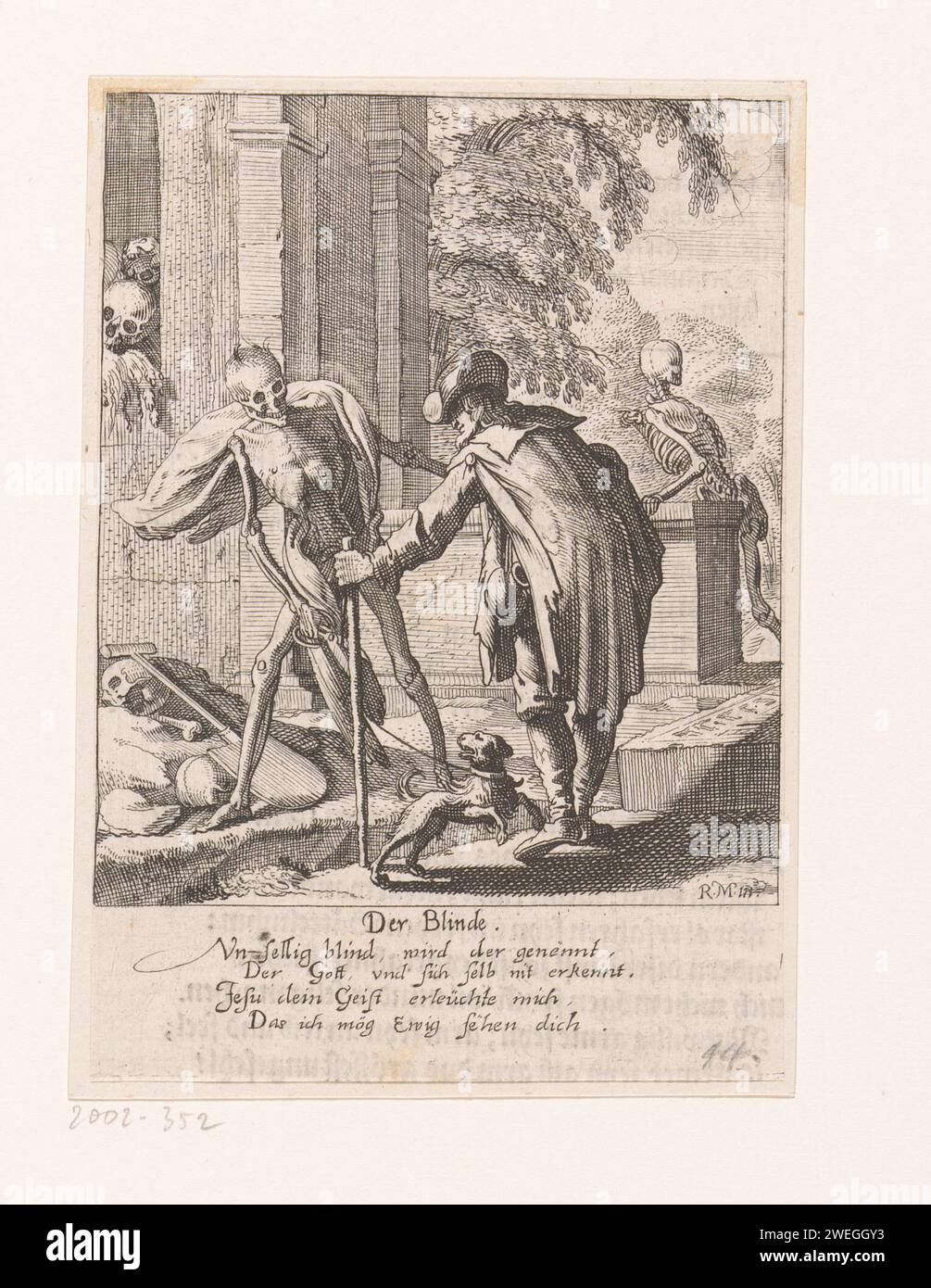 Blind and Death, Rudolph Meyer, 1650 print Blind man is led into an ...