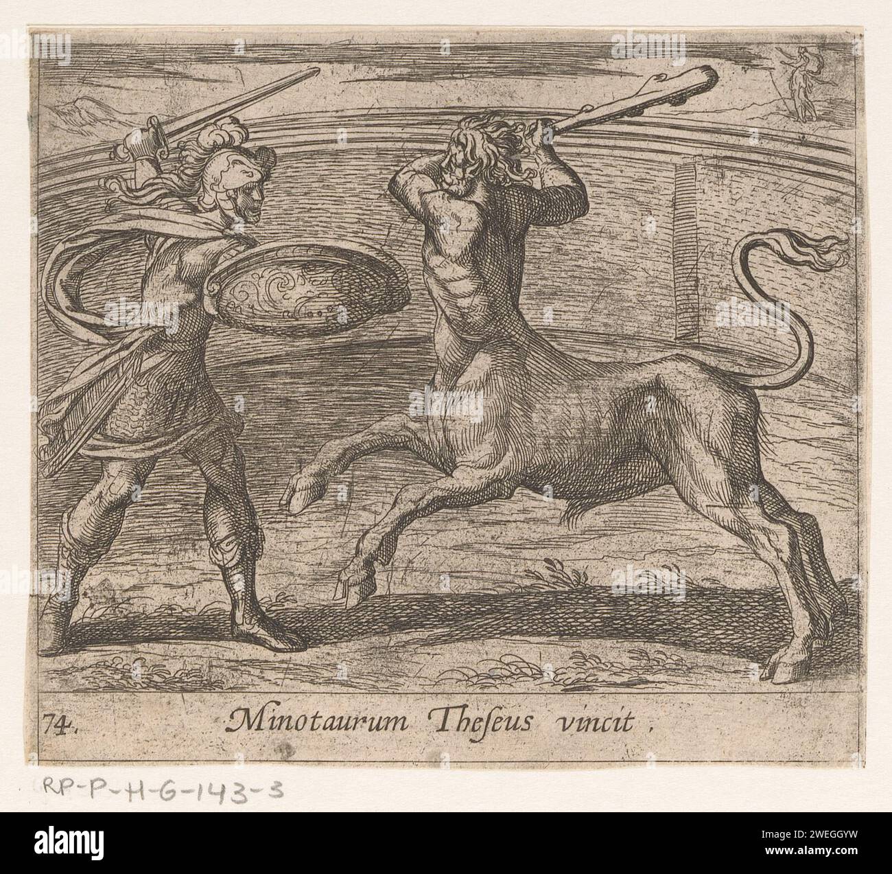 Theseus in De Minotaurus, Antonio Tempesta, 1606 - 1638 print Thoseus ...