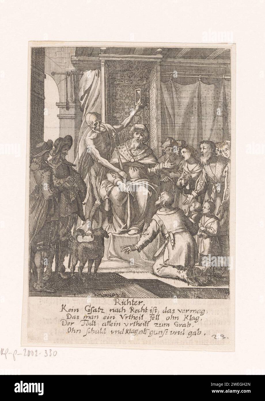 Judge and Death, Rudolph Meyer, 1650 print A right sitting on a throne ...