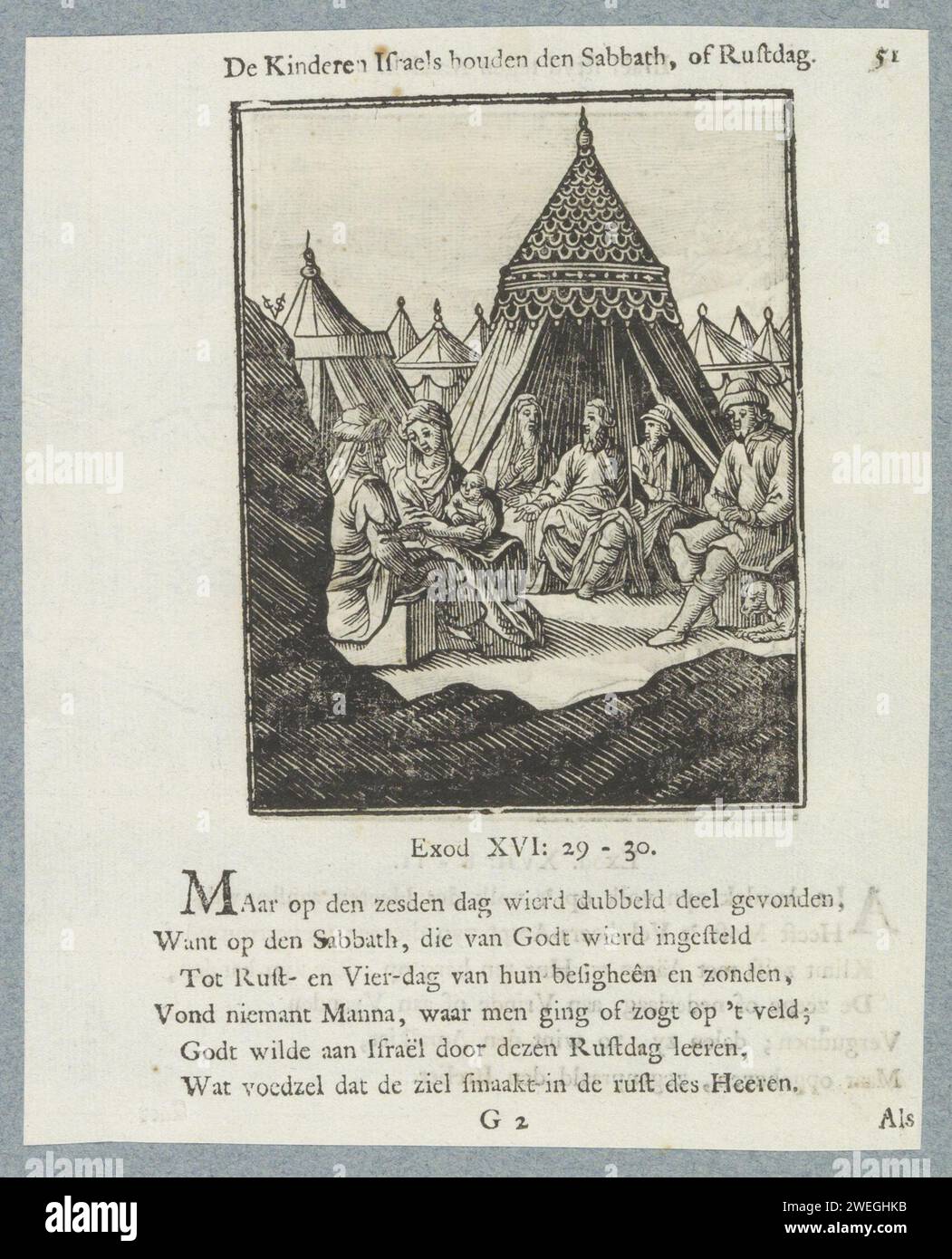 Israelites keep Sabbat, 1740 print On the sixth day, the Israelites ...