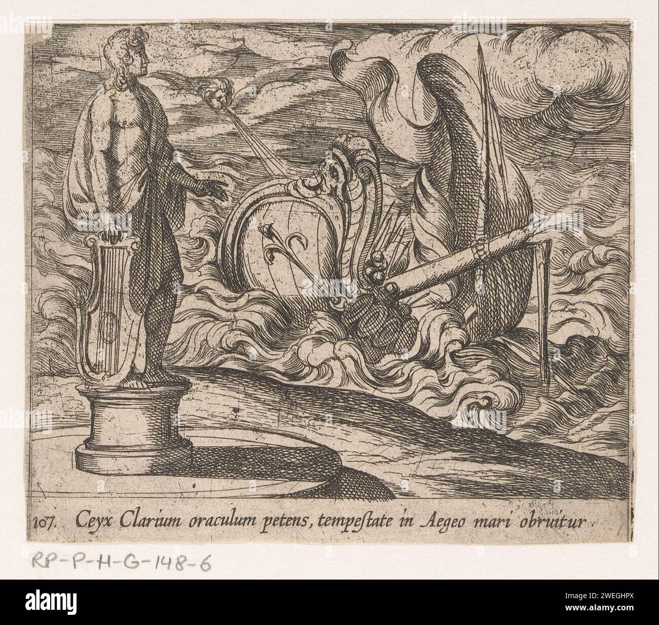 Wreck of the ship of Ceyx, Antonio Tempesta, 1606 - 1638 print The ...