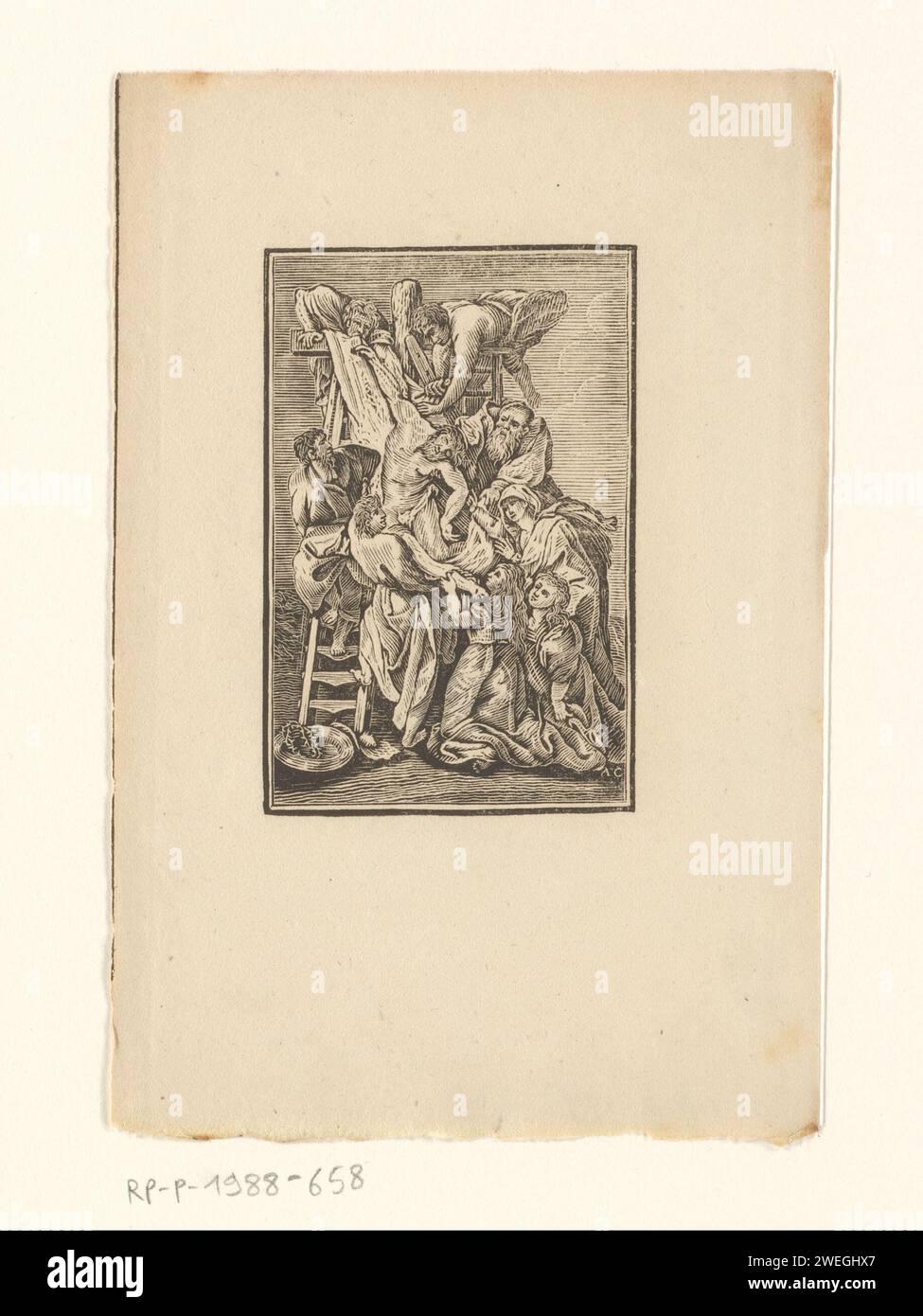 Kruisafneming, Monogrammist AC (houtgraveur), 1850 - 1900 print paper ...