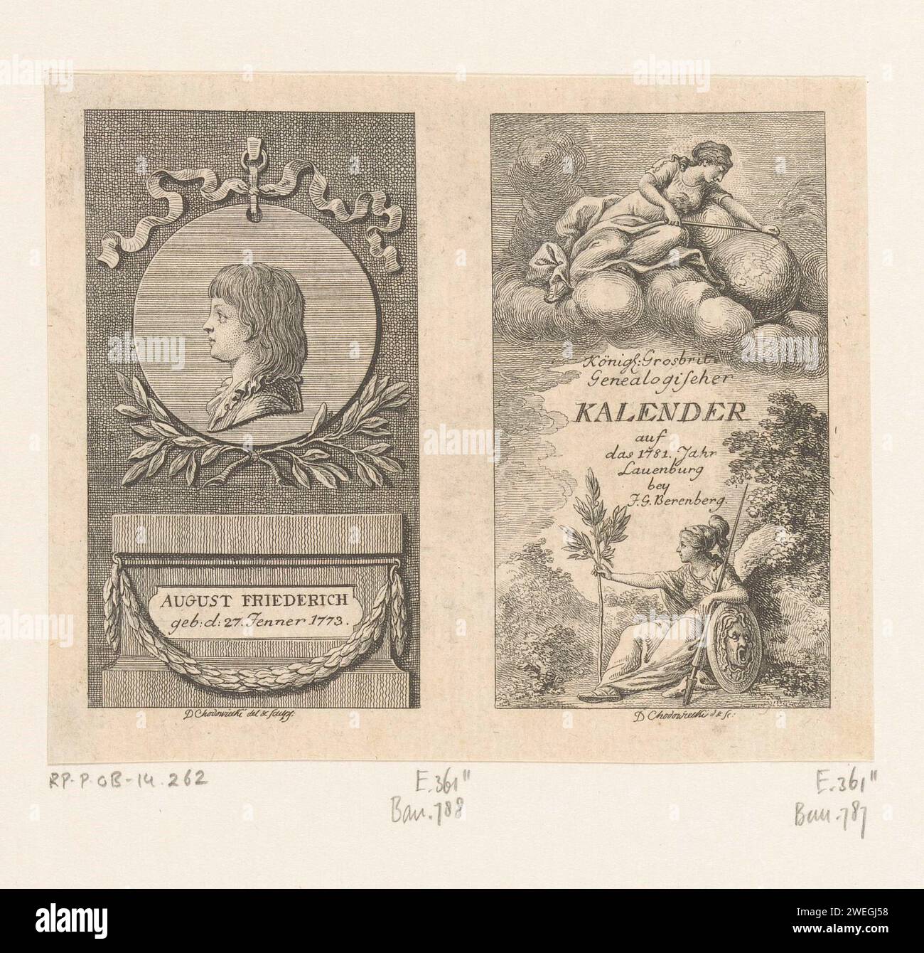 Portrait and title page for the Lauenburg Calendar 1781, Daniel ...