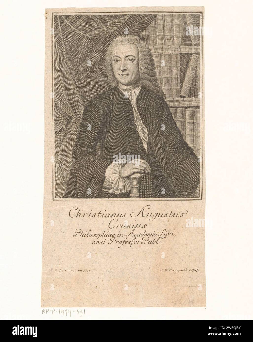 Portrait van Christian August Crusius, Johann Martin Bernigeroth, After ...