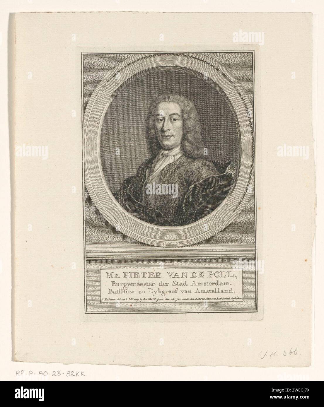 Portrait of Pieter van de Poll, Jacob Houbraken, 1796 print Portrait of ...