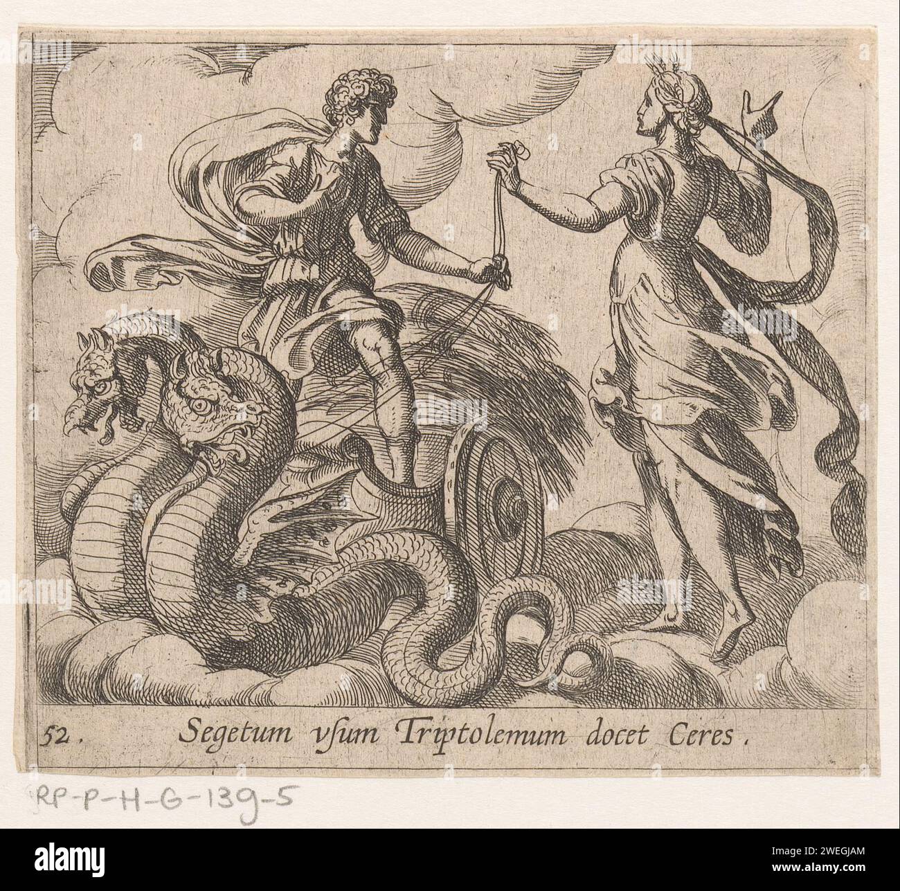 Triptolemus receives the car from Ceres, Antonio Tempesta, 1606 - 1638 print Ceres asks ...