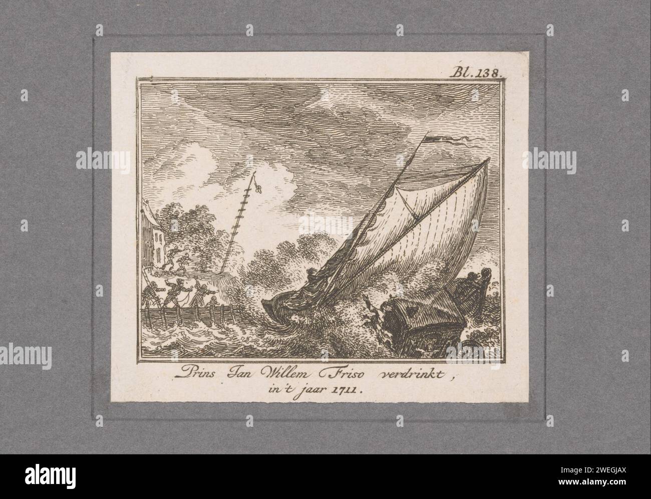 Prince Johan Willem Friso drowns at Moerdijk, Simon Fokke, After Isaak ...