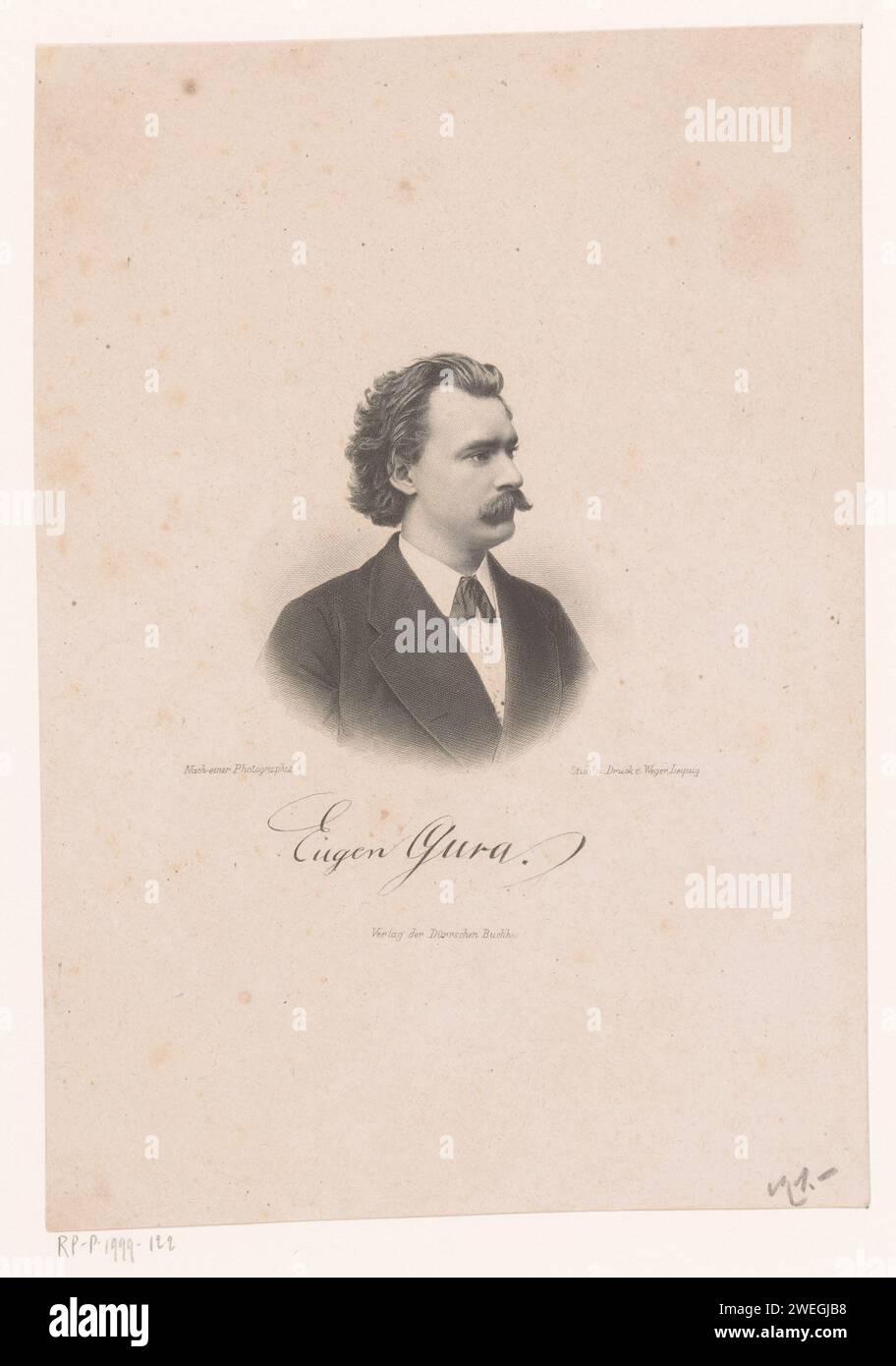 Portrait of Eugen Gura, 1870 - 1892 print paper steel engraving ...