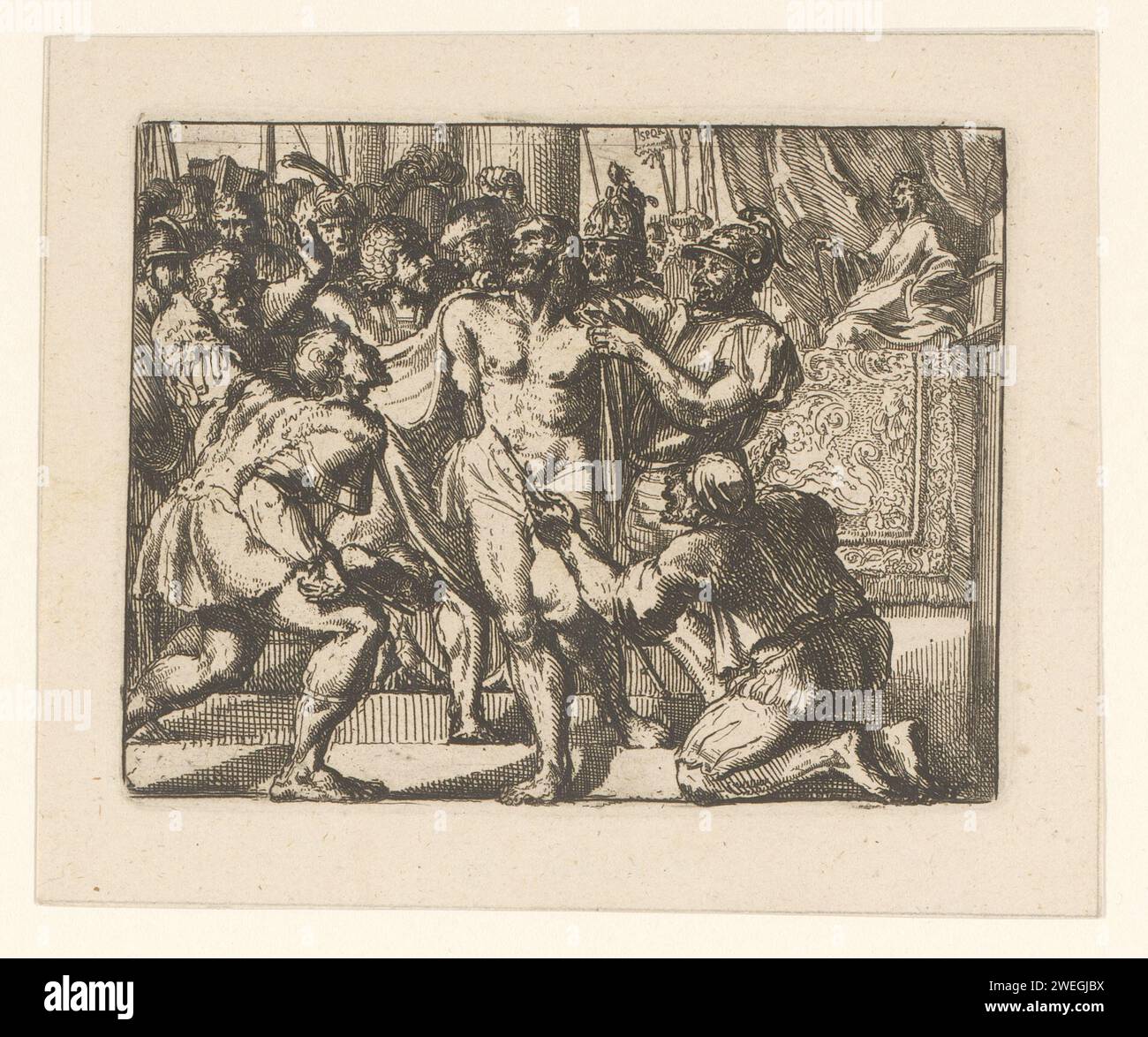 Mocking of Christ, Romeyn de Hooghe, 1668 print Christ tied to a pole ...