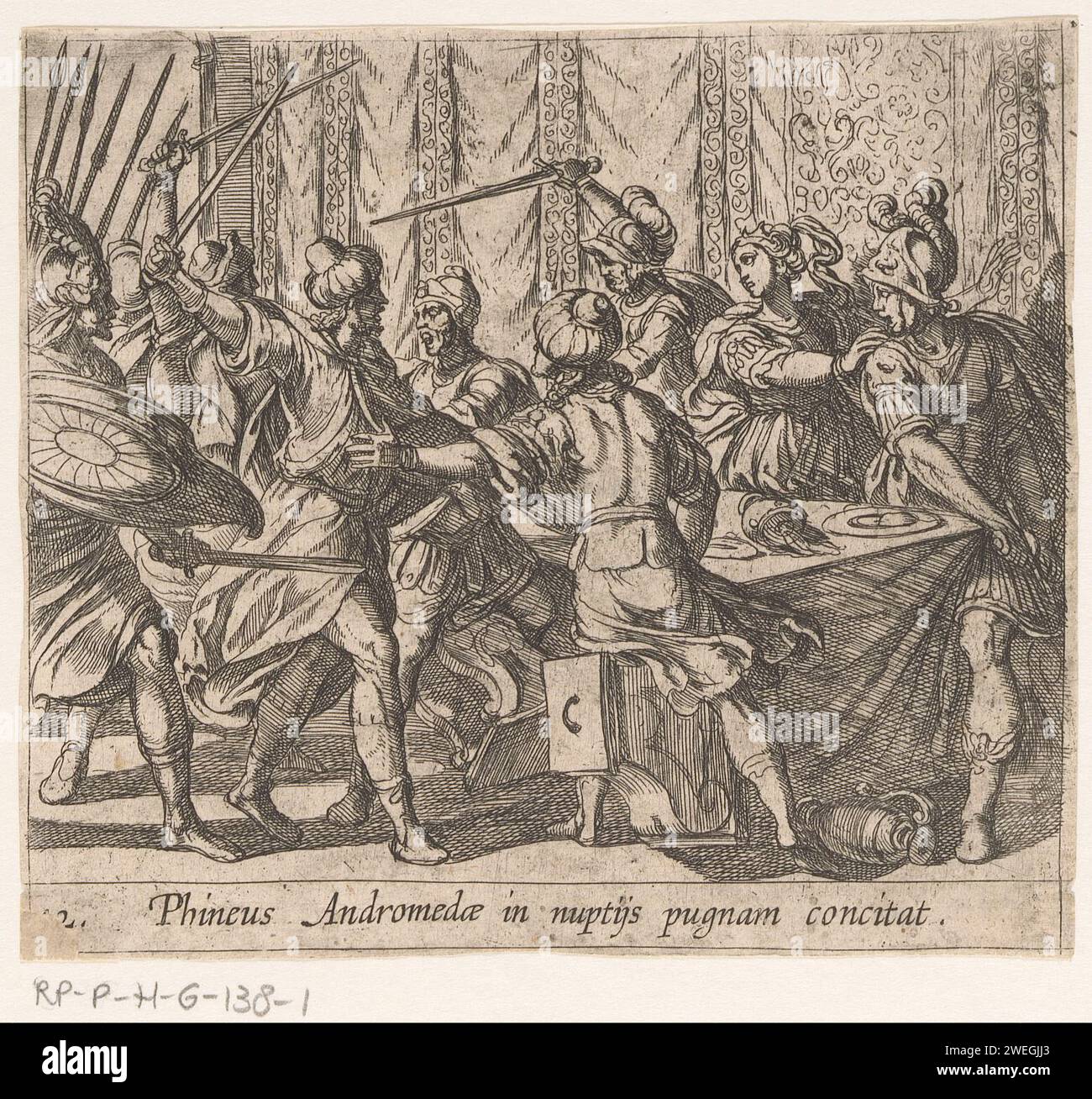 Phineus disrupts the wedding of Perseus and Andromeda, Antonio Tempesta ...