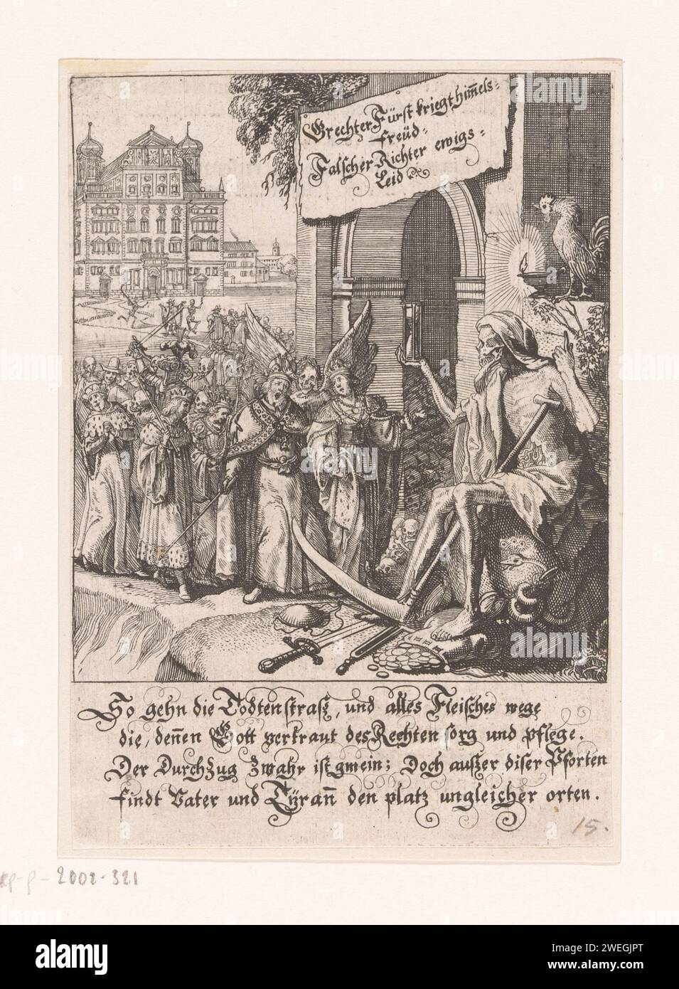 Dodenstraf, Rudolph Meyer, 1650 print A procession of people runs ...