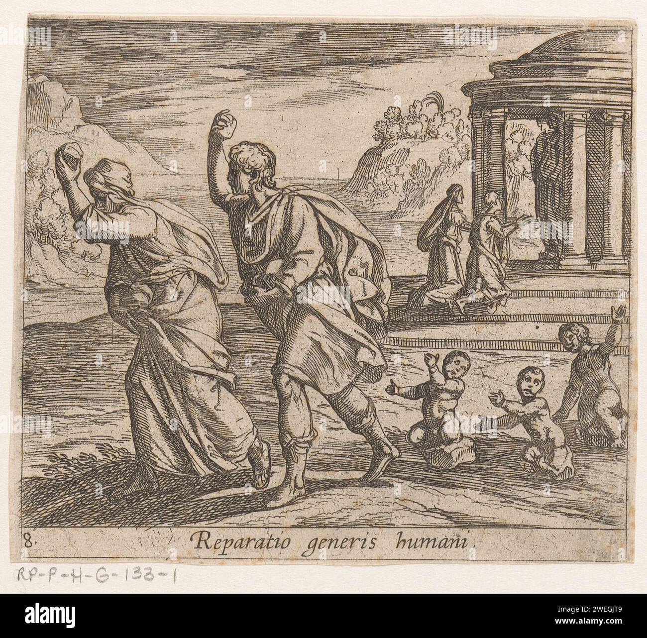 The rebirth of humanity, Antonio Tempesta, 1606 - 1638 print Deucalion ...