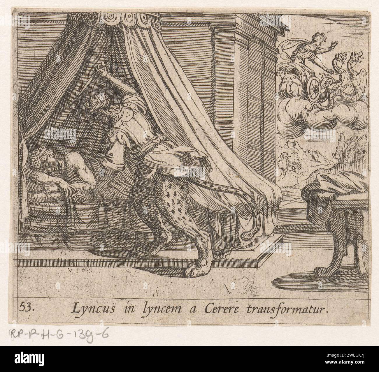 Lyncus turns into a lynx while he attacks Triptolemus, Antonio Tempesta ...