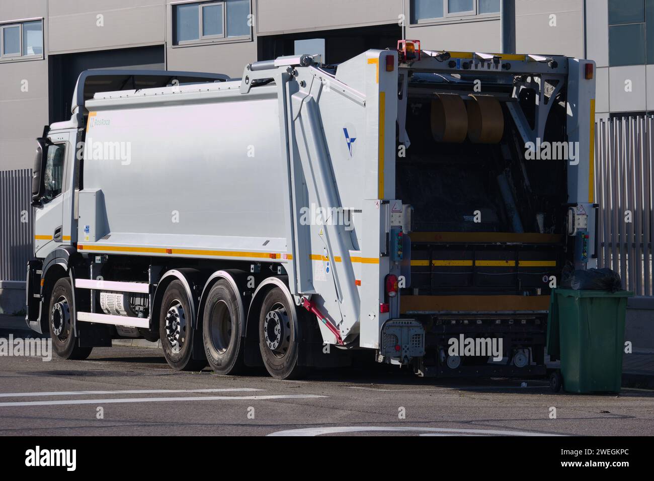 truck for collection and disposal of garbage, white modern technical ...