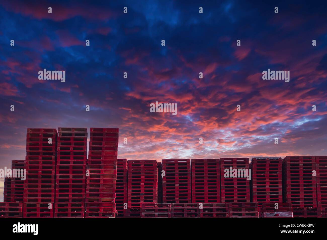 red industrial pallets for transporting materials to the landfill Stock ...
