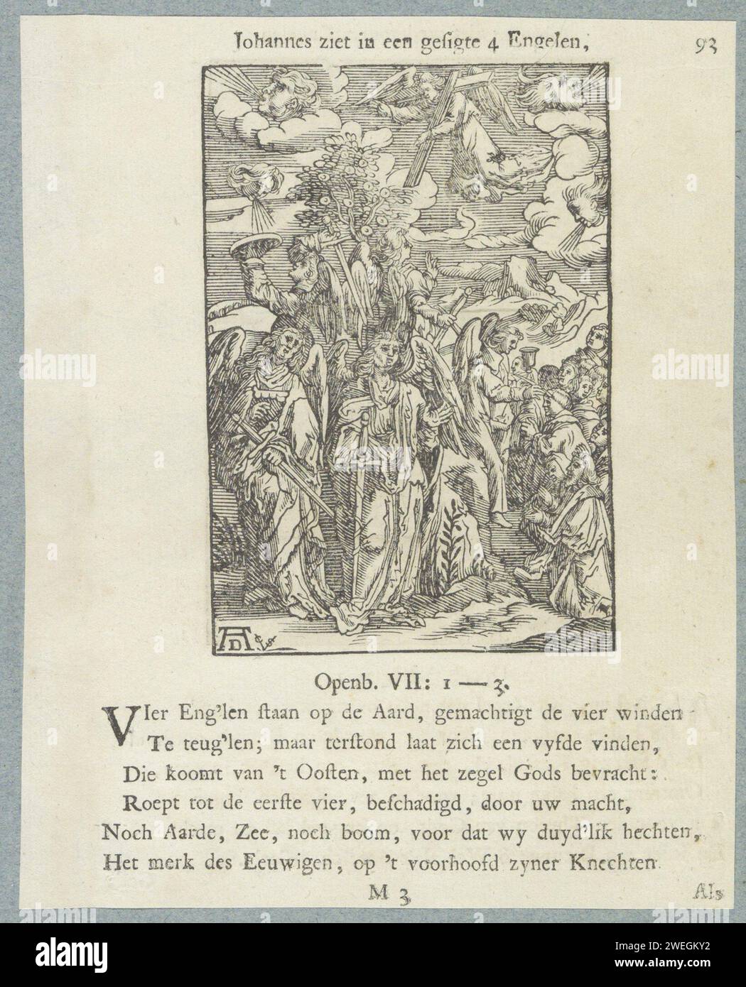 Angels stop the four winds, 1740 print Four angels stop the four winds ...