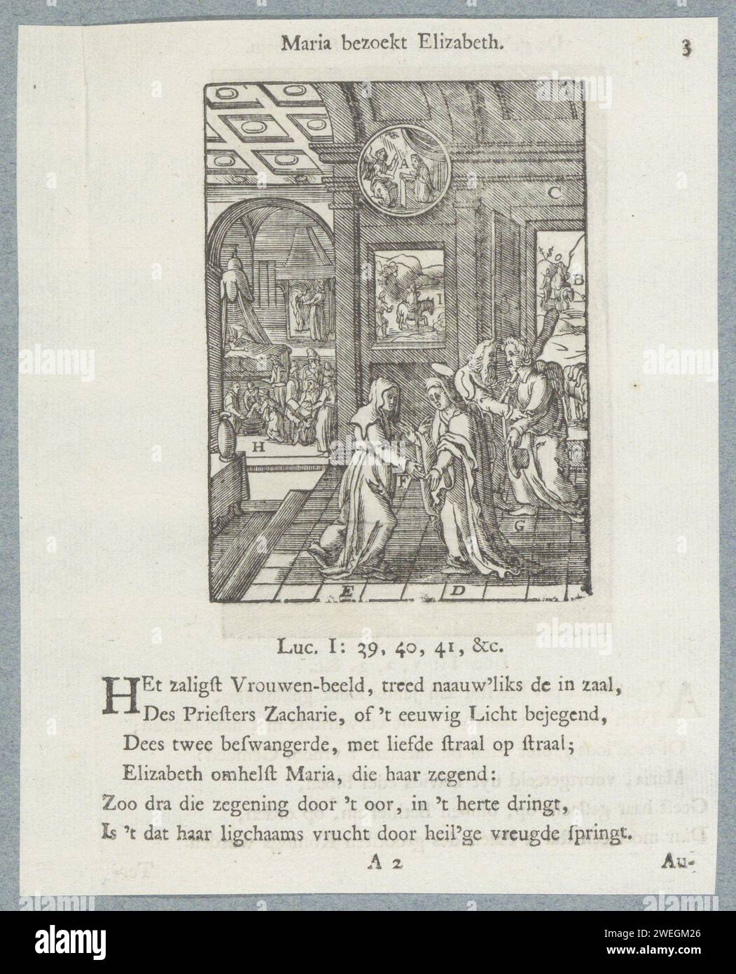 Visitation, 1740 print Maria visits her niece Elisabet. In the doorway ...