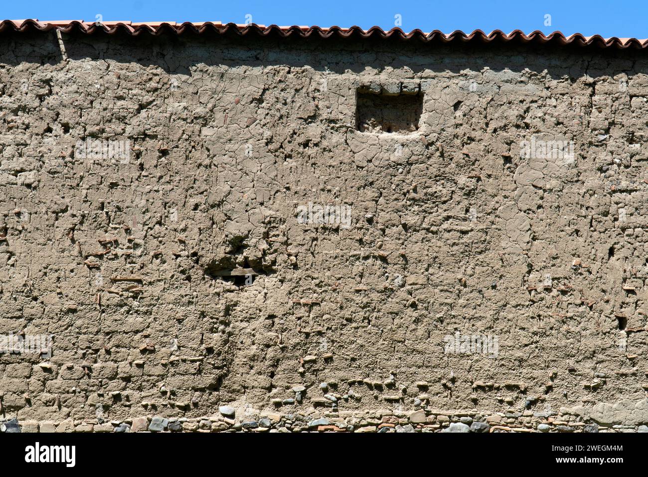 Plastered old clay adobe wall as natural background. Brown stucco ,old ...