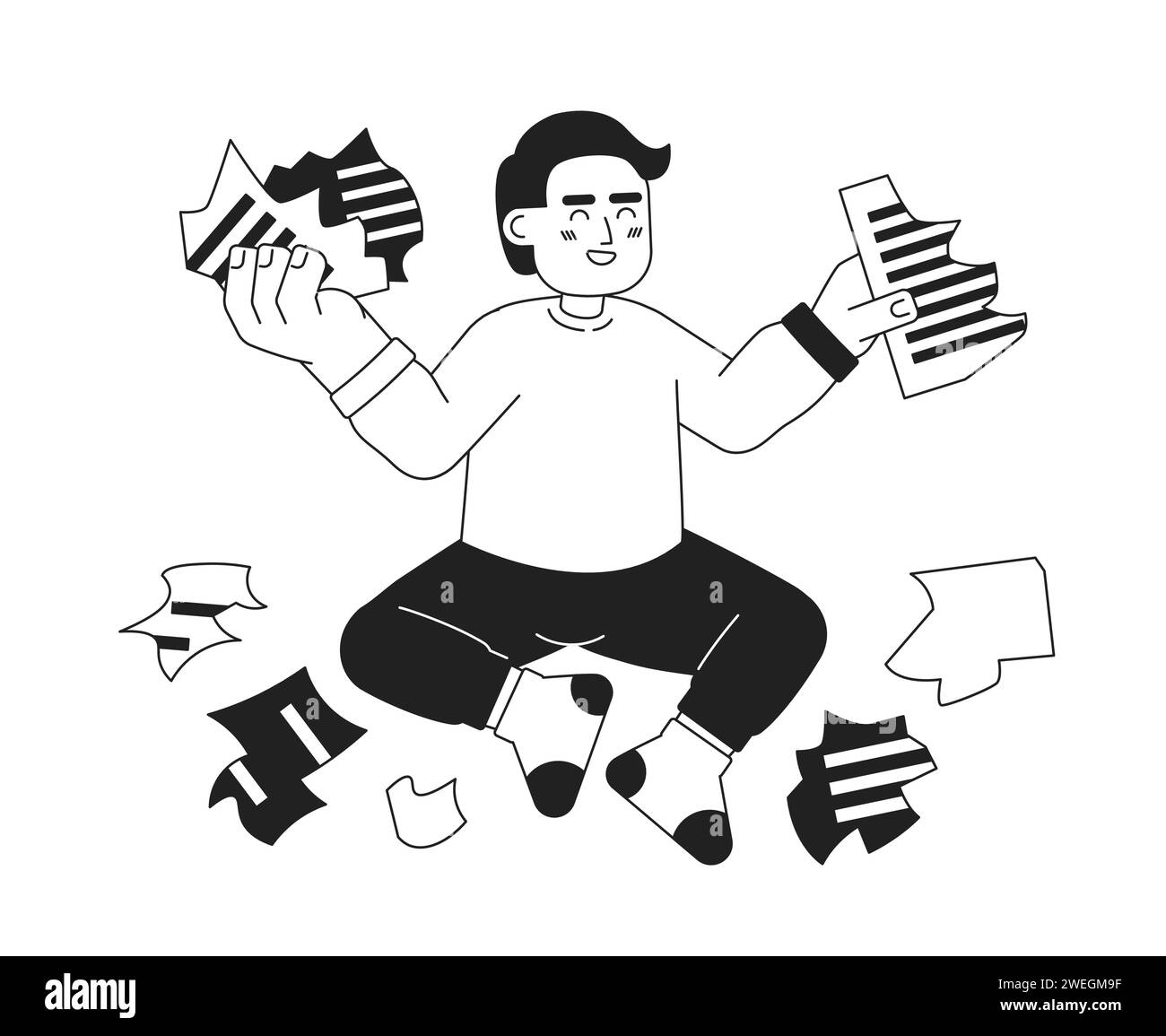 Important documents ruined by toddler naughty black and white cartoon ...