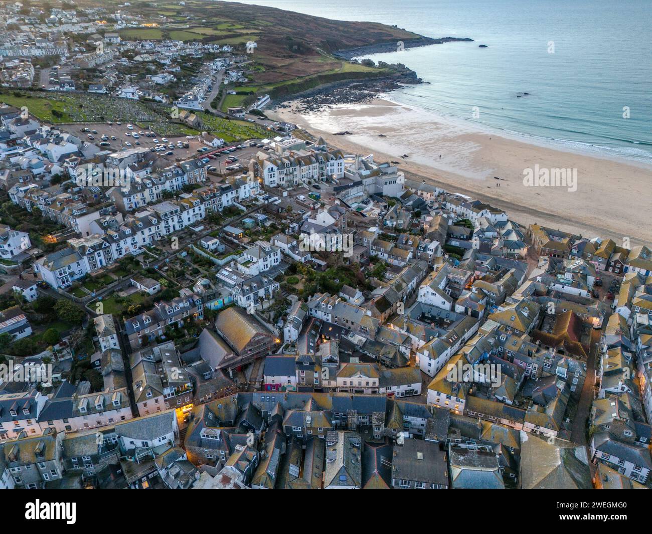 Aerial view of St Ives, Cornwall by the sea Stock Photo - Alamy