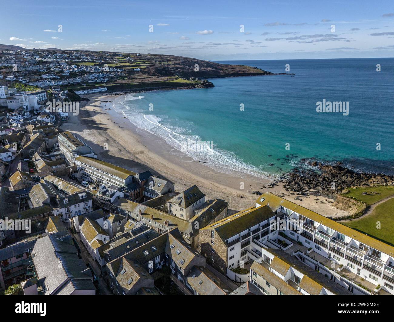 Aerial view of St Ives, Cornwall by the sea Stock Photo - Alamy