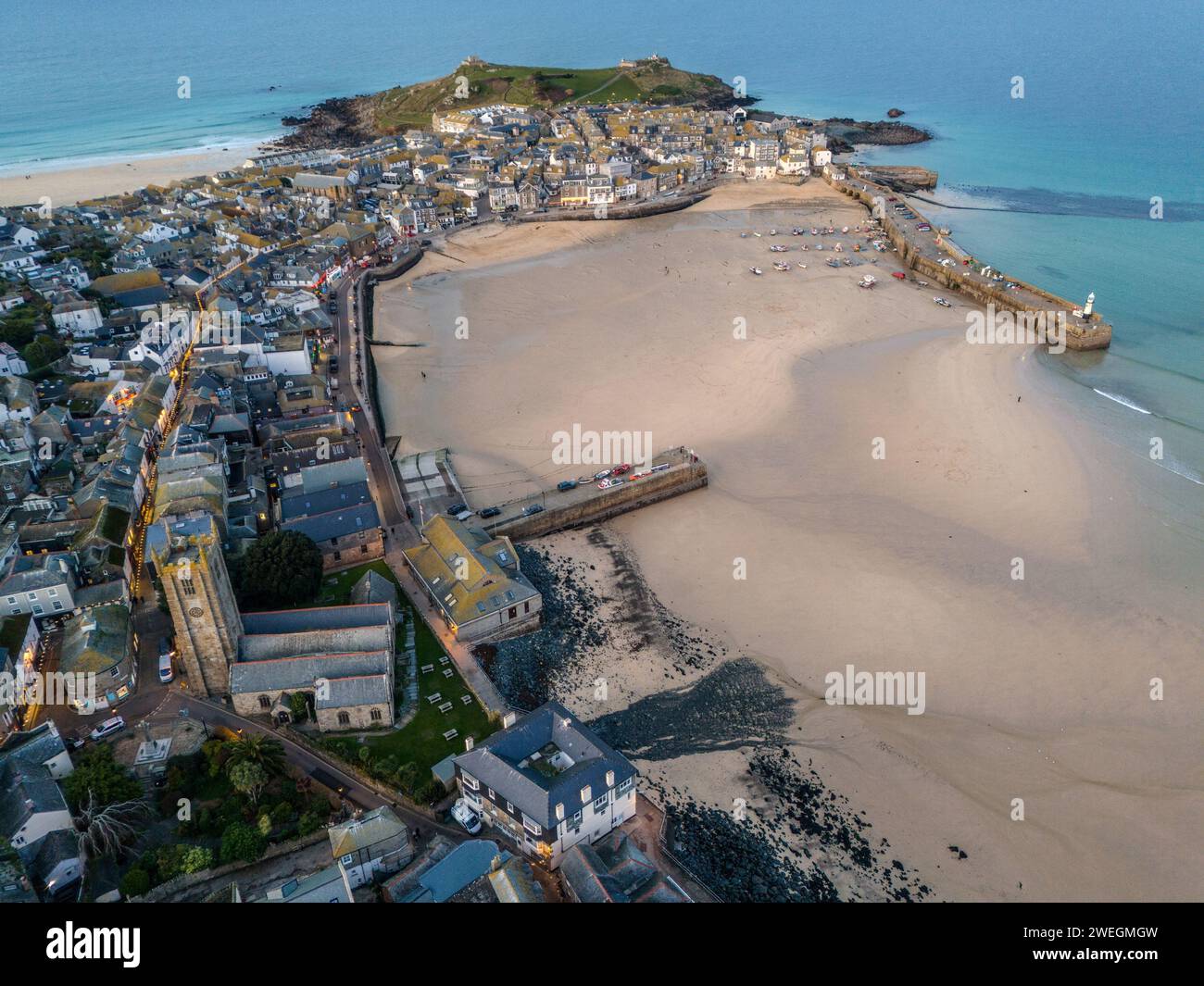 Aerial view of St Ives, Cornwall by the sea Stock Photo - Alamy