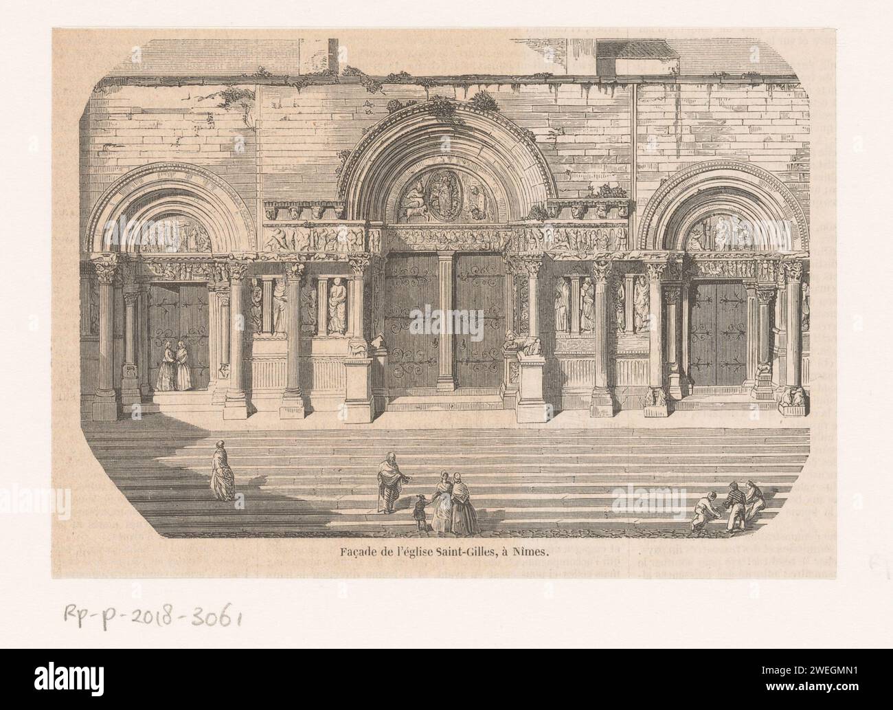 View of the Abbey Church of Saint-Gilles, Anonymous, 1854 print paper ...