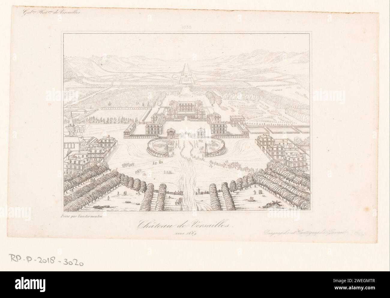 Face in a nutshell perspective of the Palace of Versailles, Anonymous, After Adam Frans van der ...