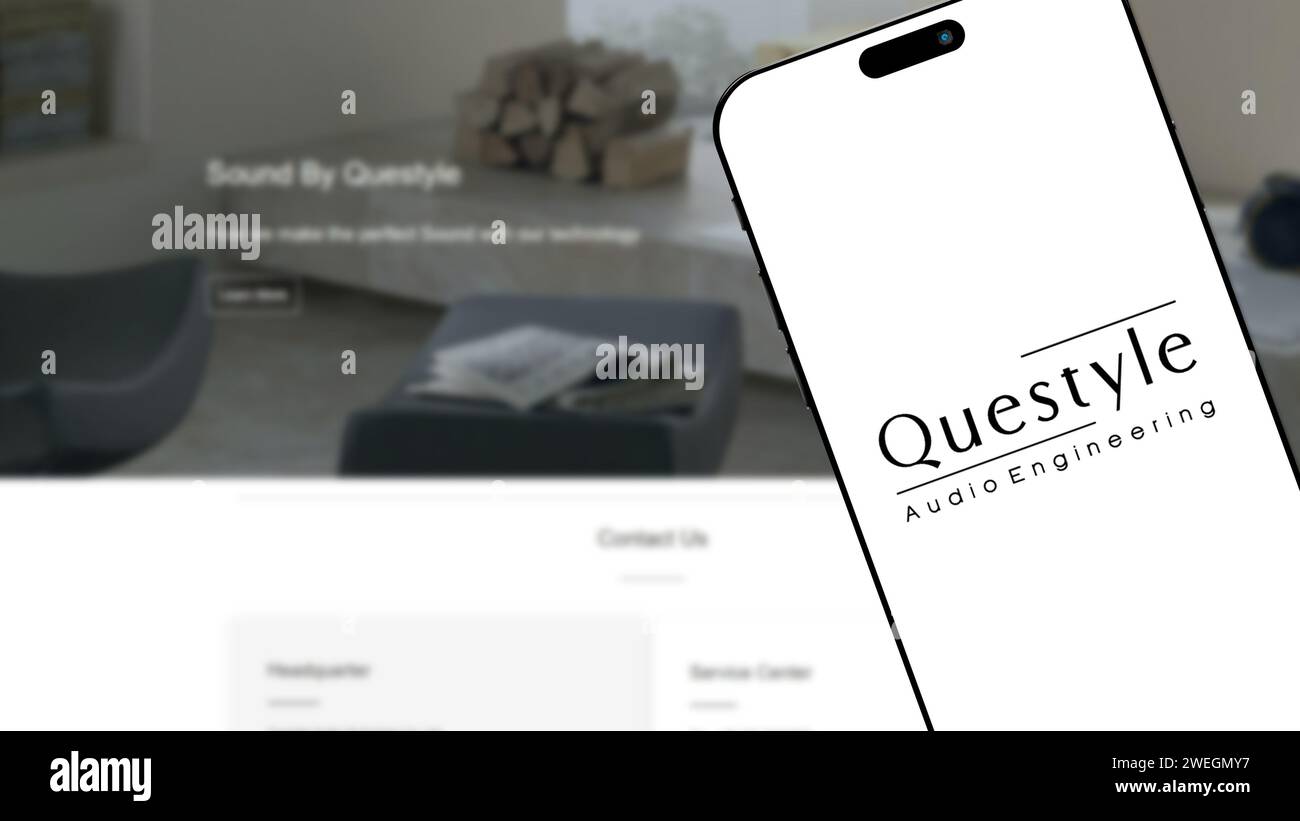 Istanbul, Turkey - 25 January 2024: Questyle brand logo on smartphone screen with Questyle ...