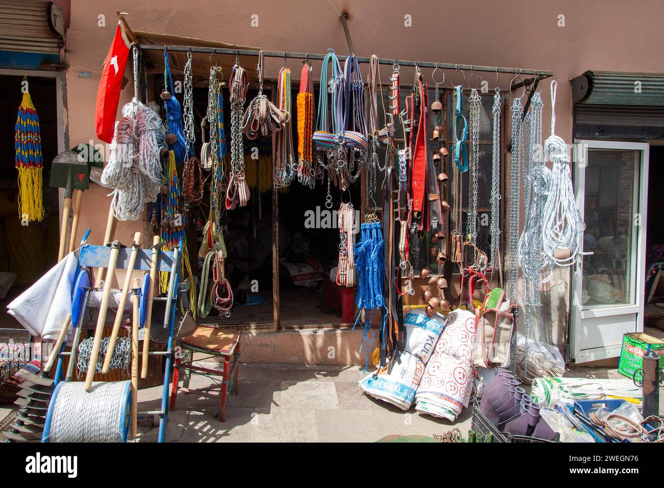 a shop selling tourist souvenirs in Tire, Izmir in Turkey Stock Photo ...