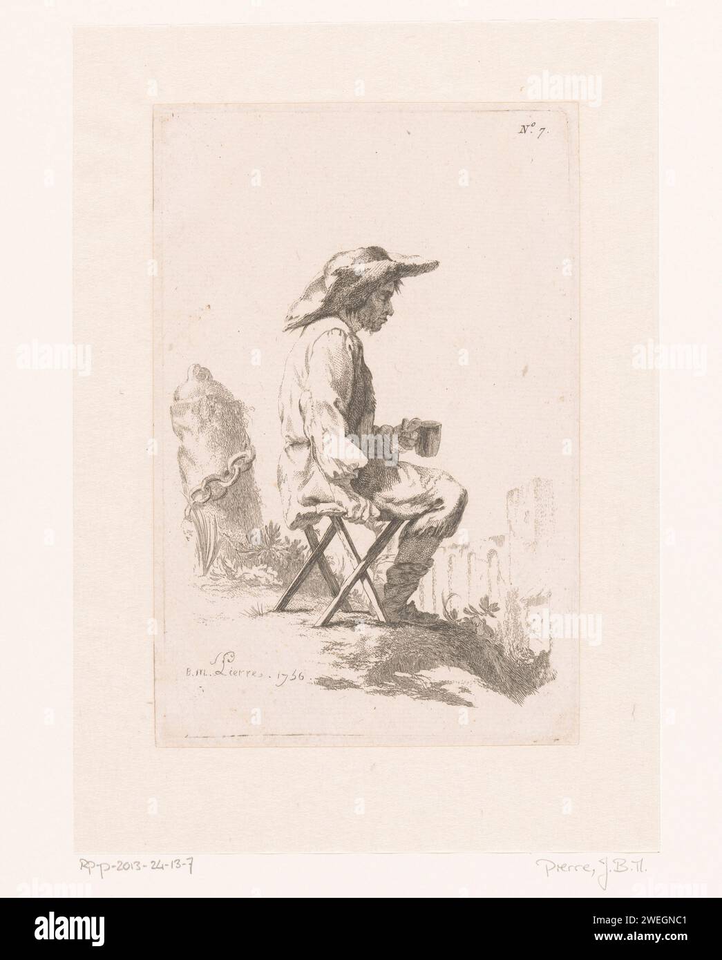 Blind beggar, 1756 print paper etching blind, blindness. beggar Rome ...