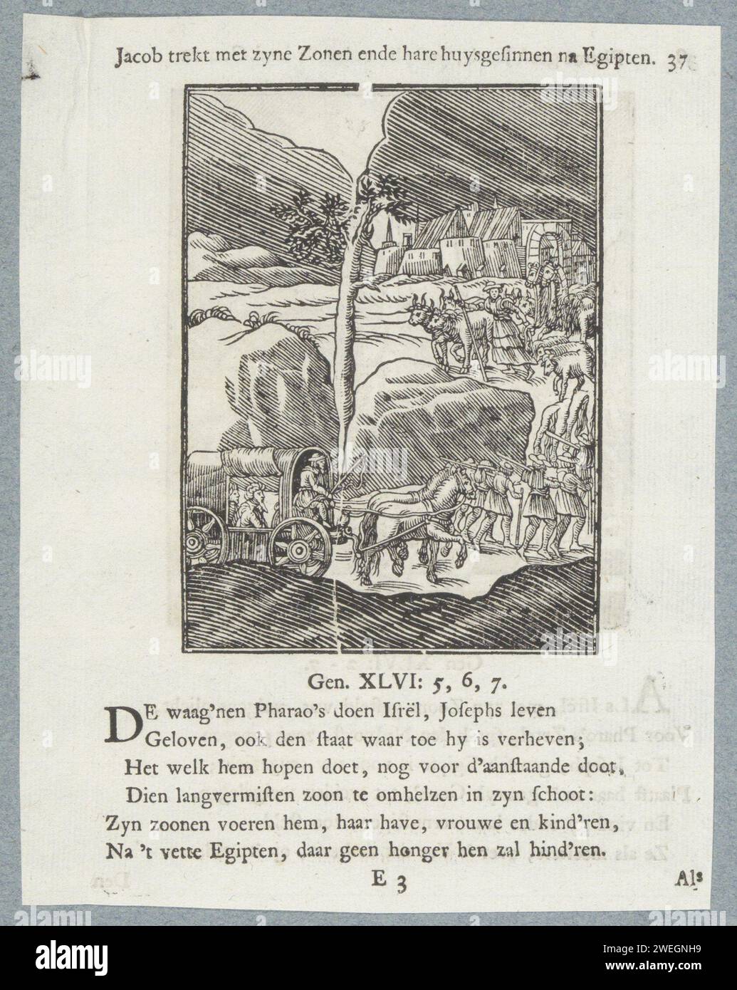 Jakob with his family on his way to Egypt, 1740 print Jakob is on his ...