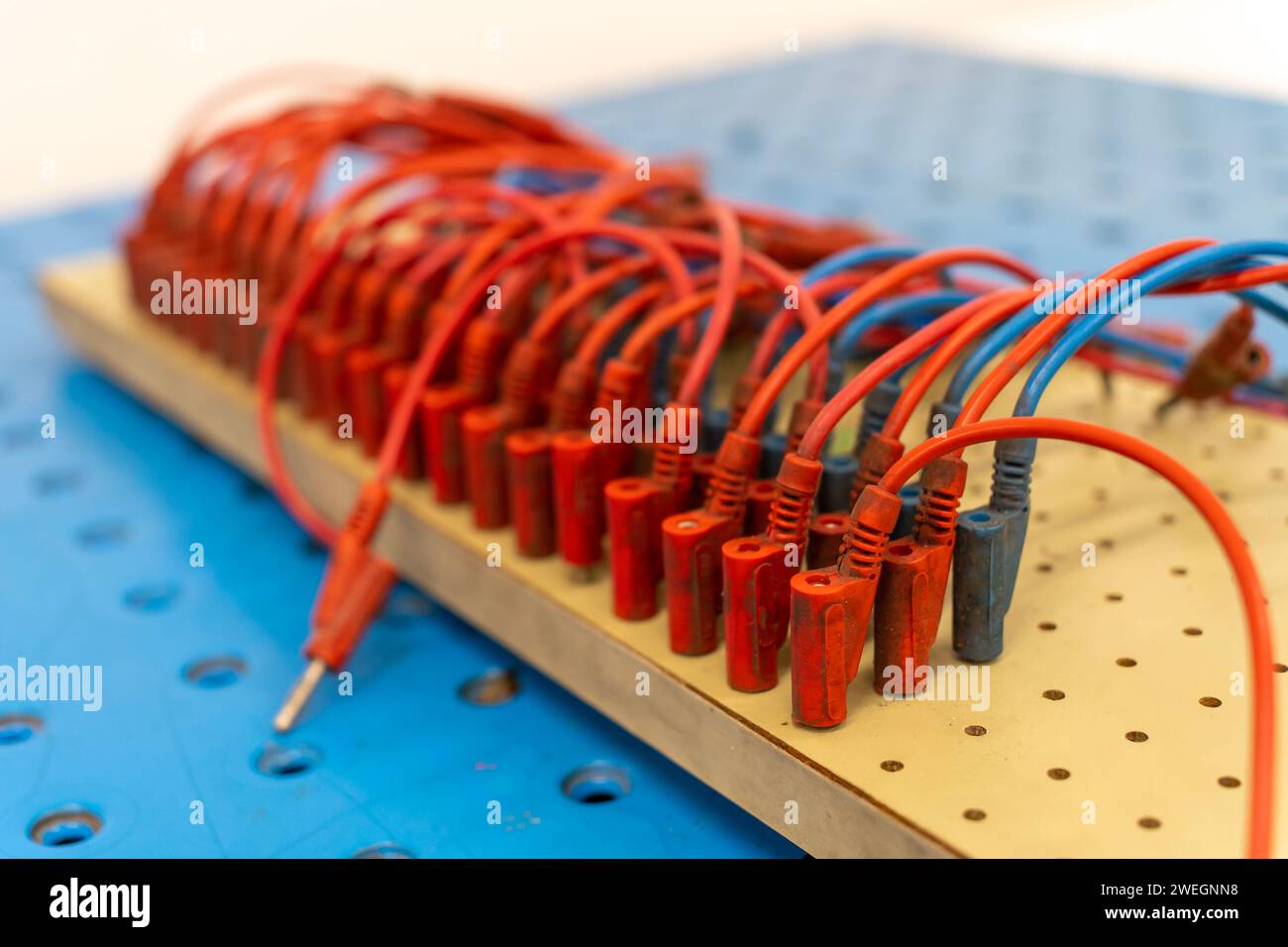 Used old red wires on a panel Stock Photo - Alamy