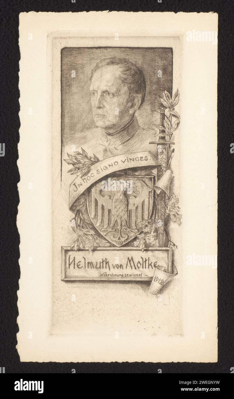 Memorial card for Helmuth von Moltke, Erich Heermann, 1912 memorial card. print Under a portrait ...