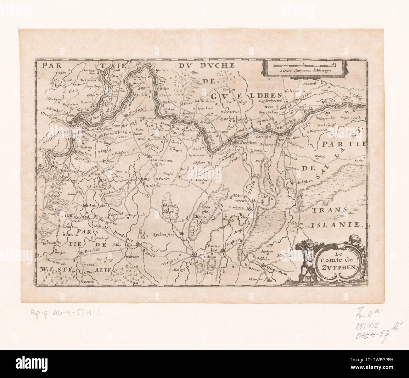 Map of the Graafschap Zutphen, Anonymous, c. 1660 - 1696 print At the ...