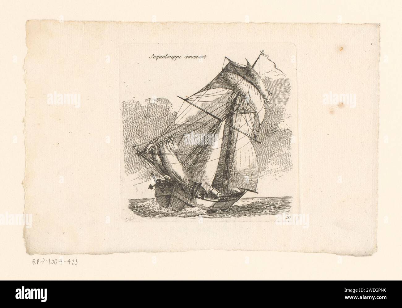 Sailing ship at sea, 1738 - 1811 print paper etching sailing-ship ...